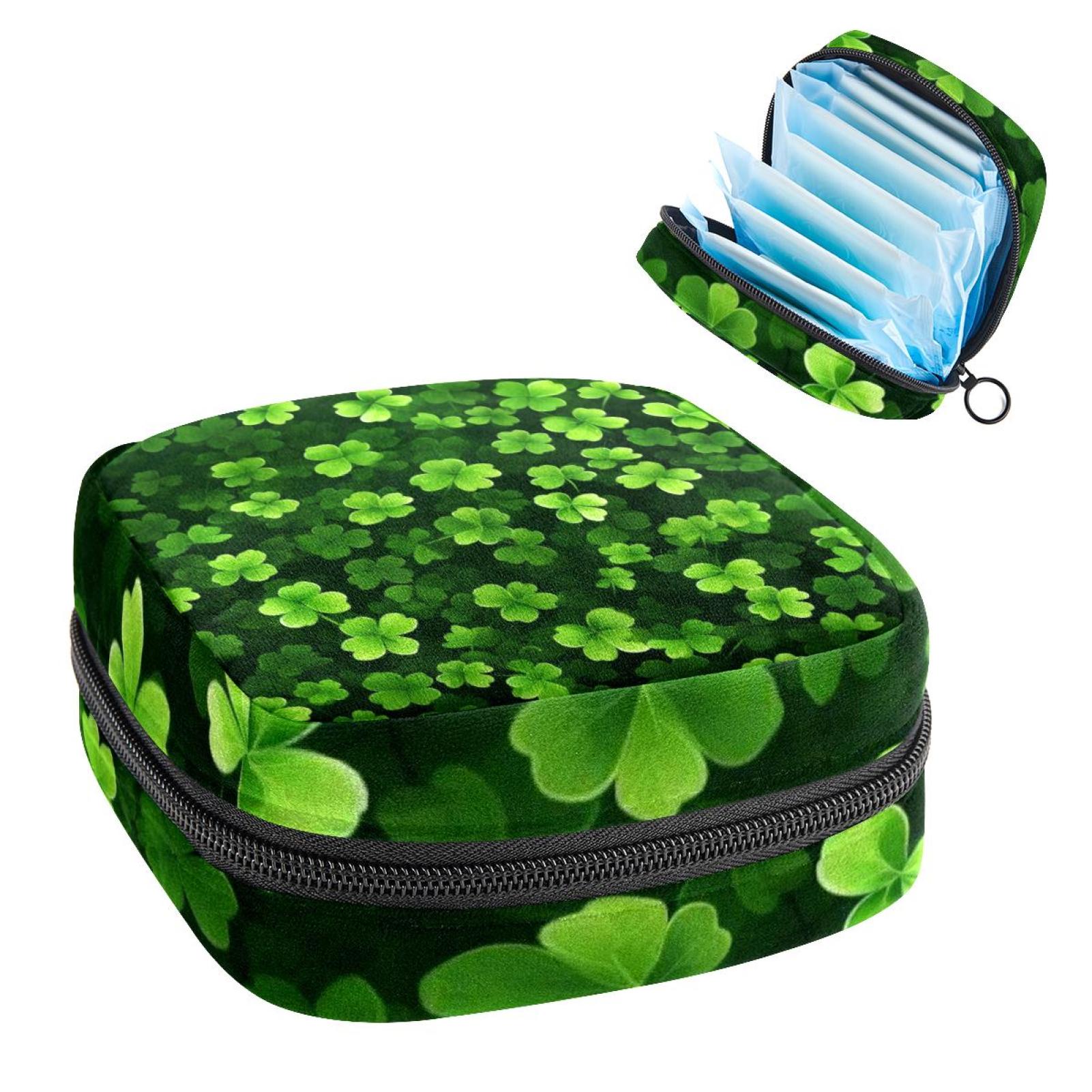 Saint Patrick's Day Sanitary Napkin Pouch Bag with Plush Fabric, Sponge ...