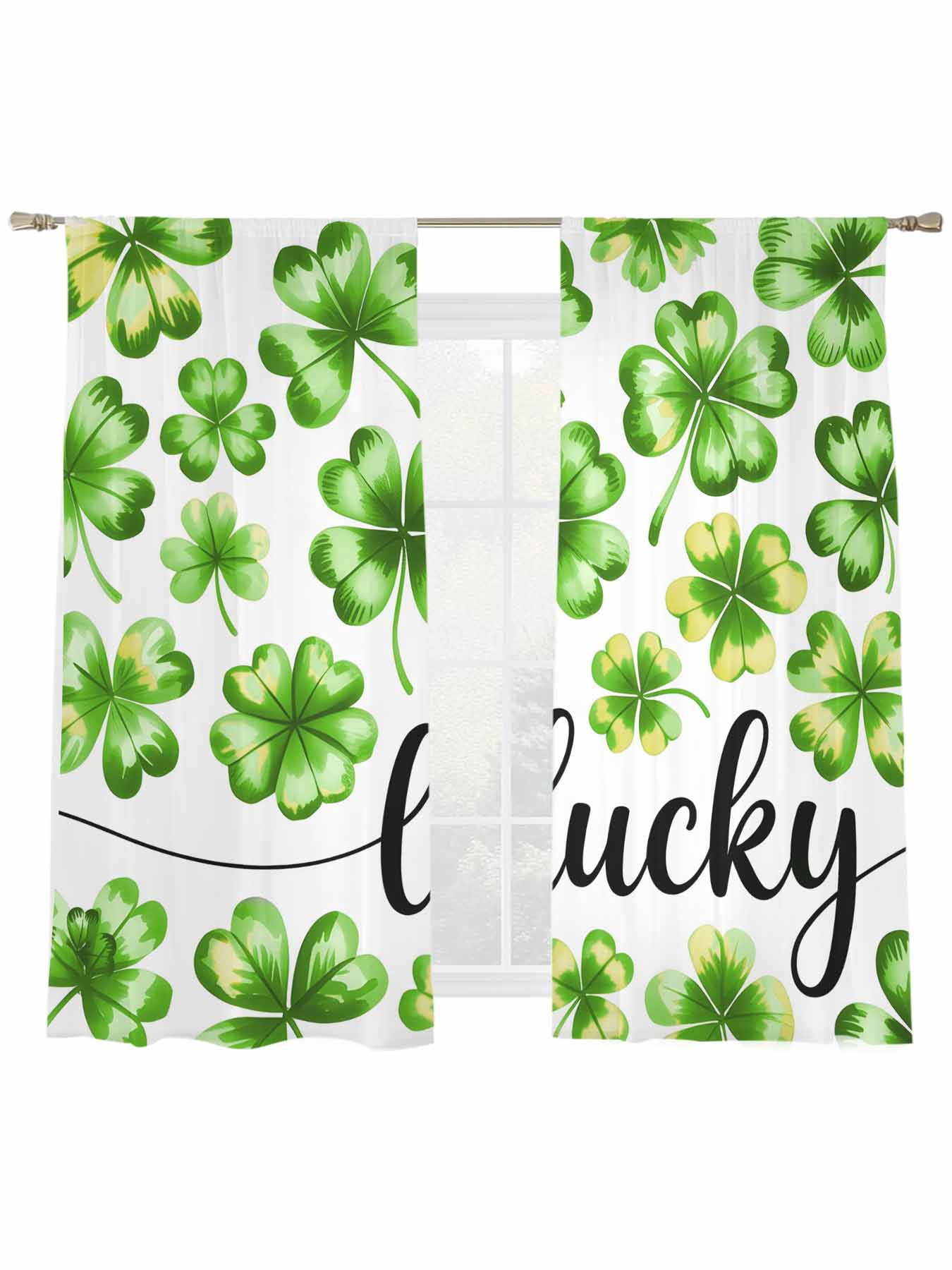Saint Patrick's Day Sheer Curtains 2 Panels Set Watercolor Gradient ...