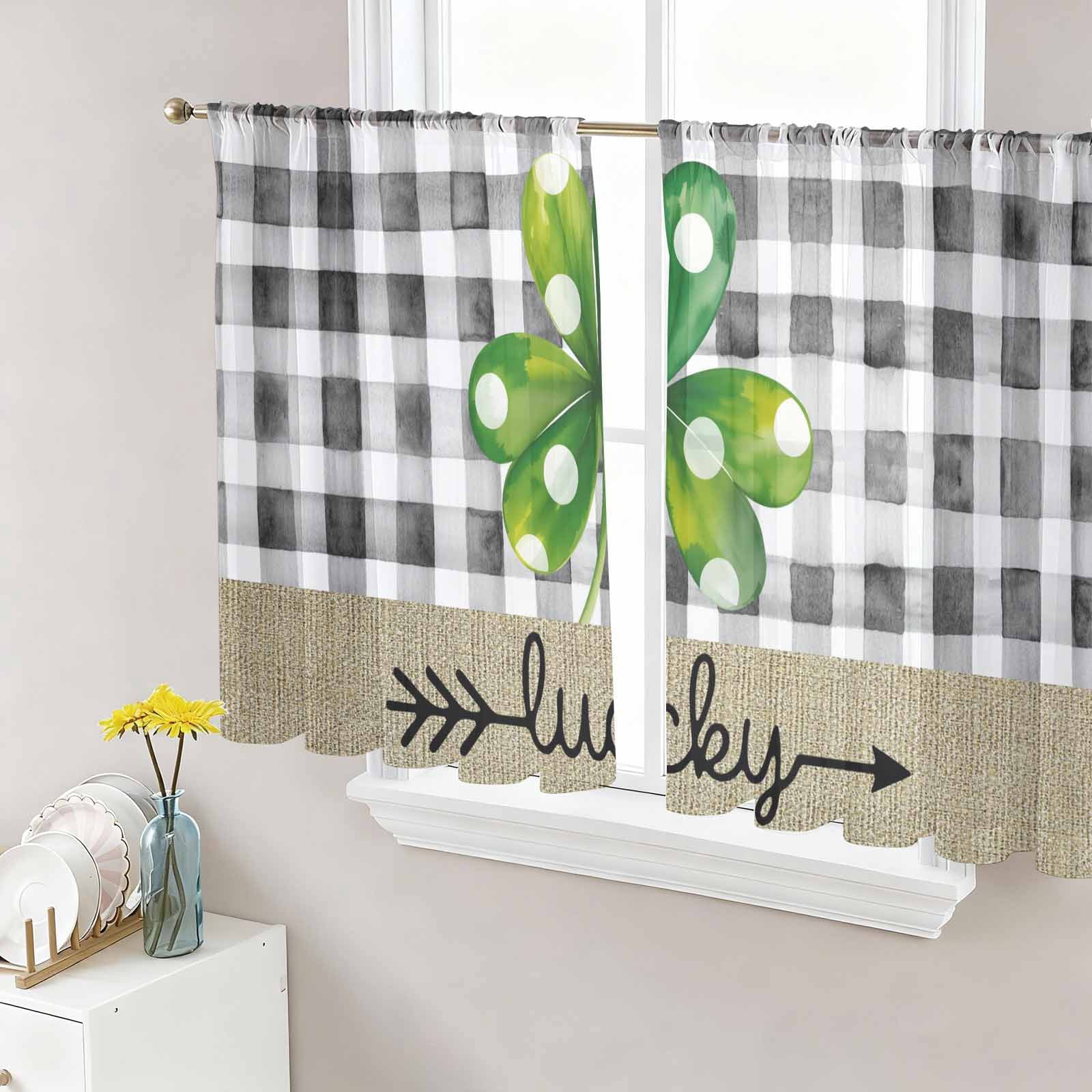 Saint Patrick's Day Sheer Curtains 45 Inch Length 2 Panels Set Window ...