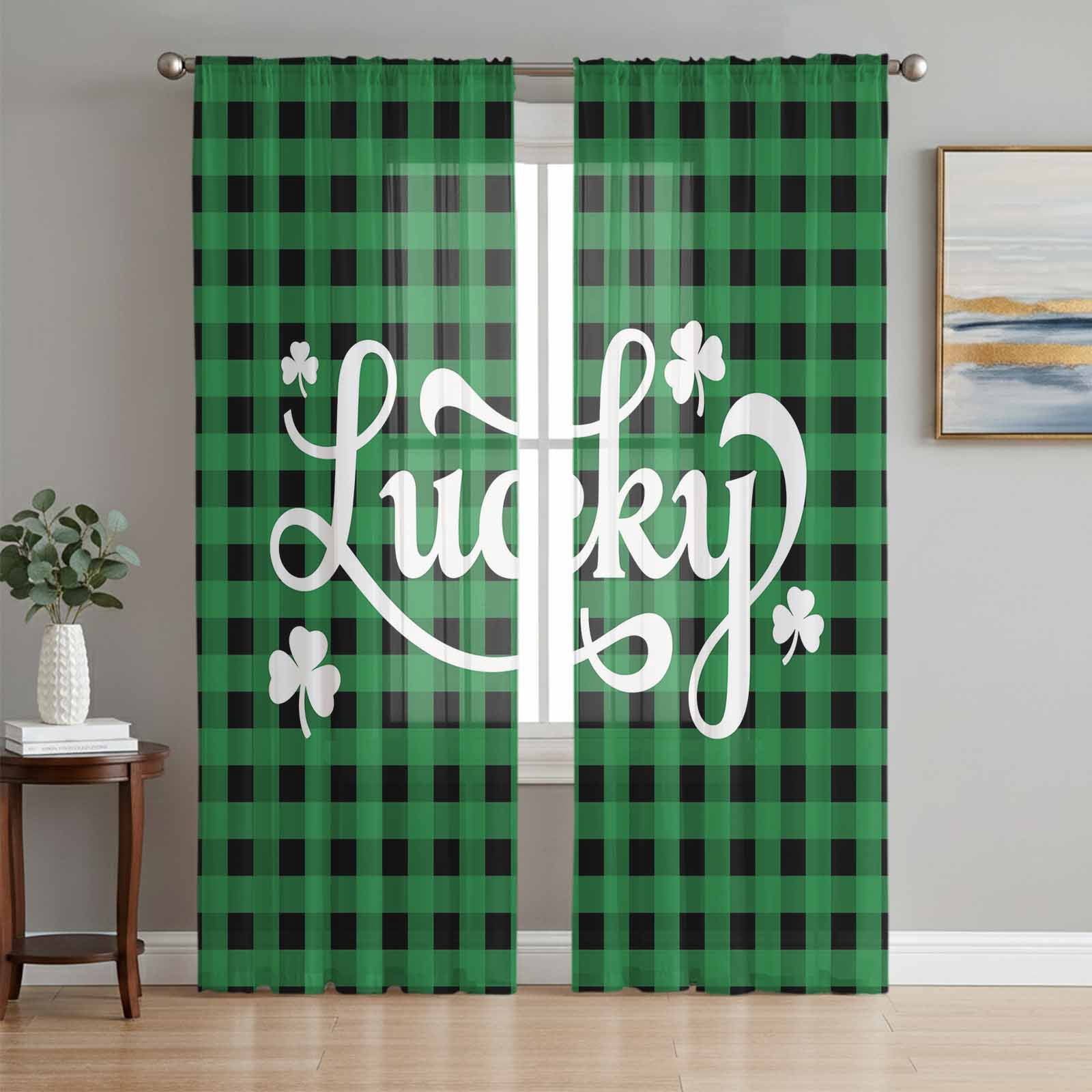 Saint Patrick's Day Sheer Curtains 63 Inch Length 2 Panels Set Window ...