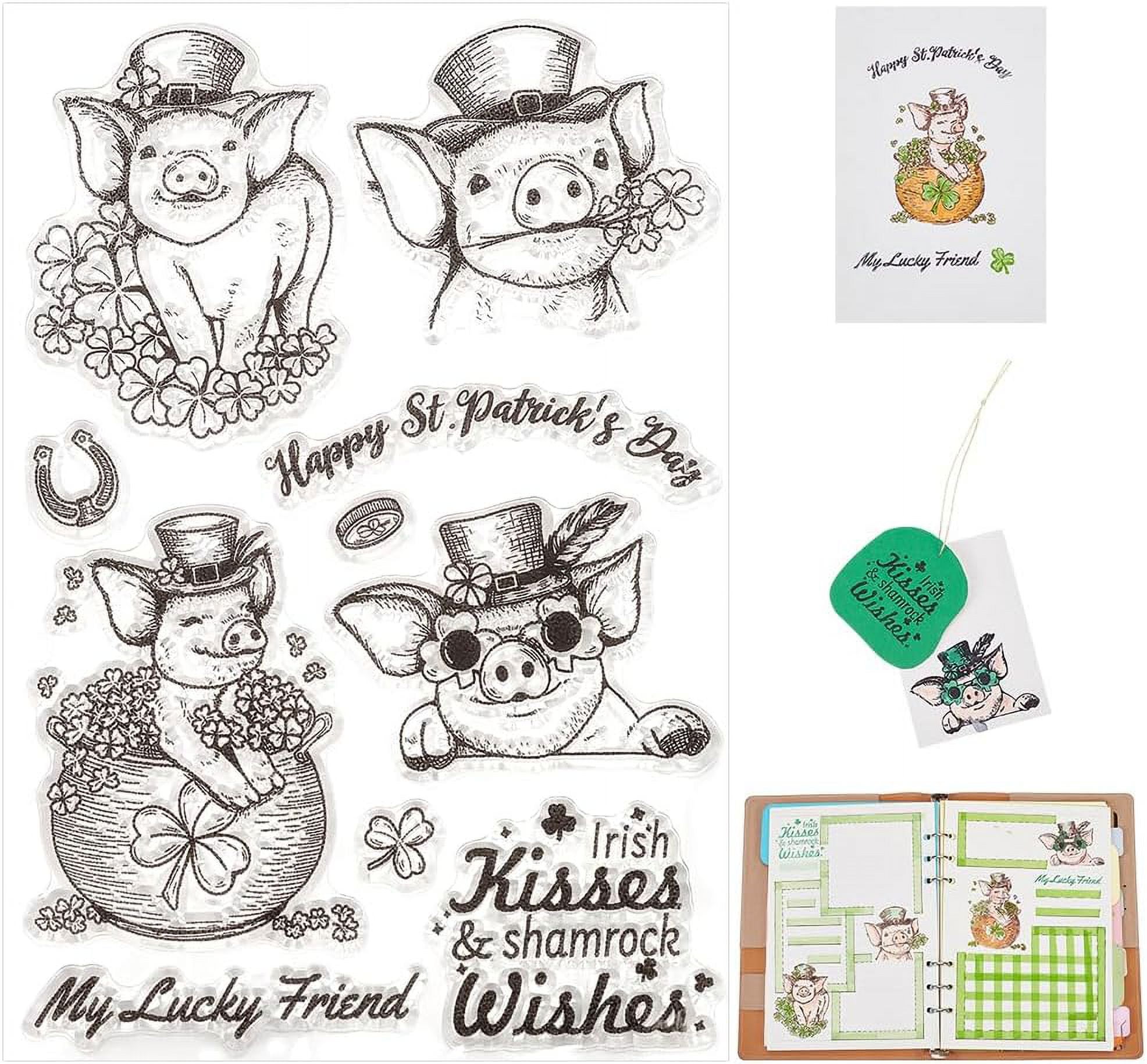 Saint Patrick's Day Stamp Silicone Stamps Pig Shamrock Pattern ...