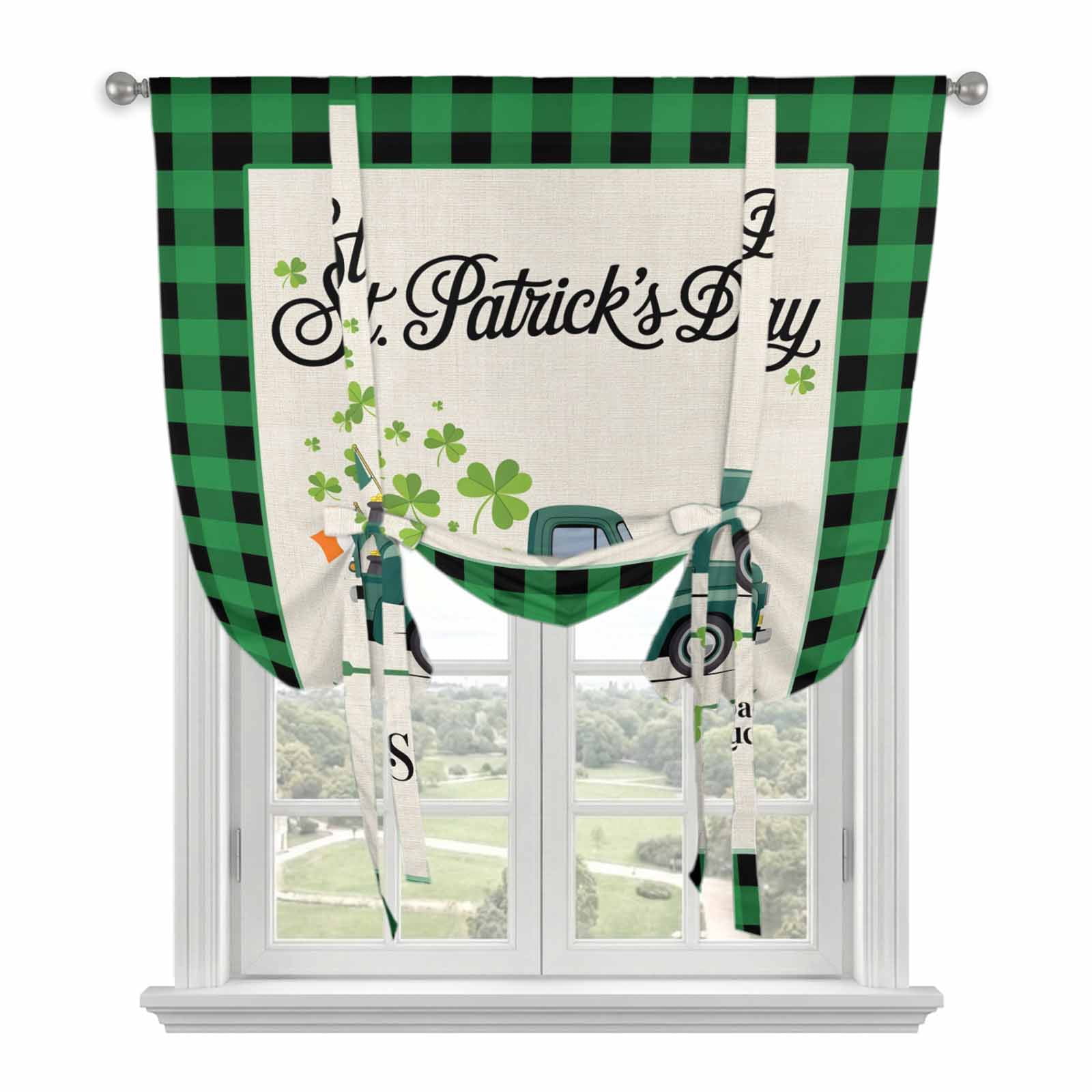 Saint Patrick's Day Tie Up Curtains for Windows, Balloon Window Shades ...