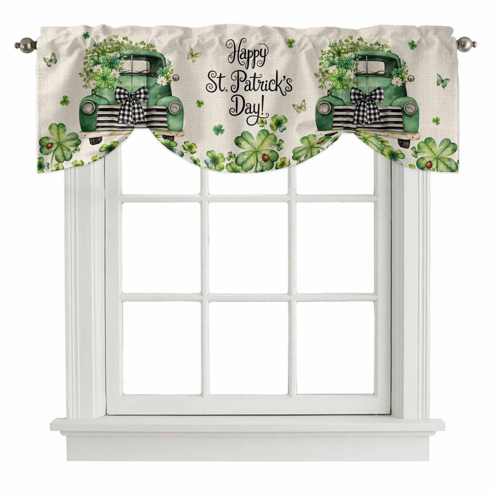 Saint Patrick's Day Tie Up Valance Curtains for Windows, Kitchen ...