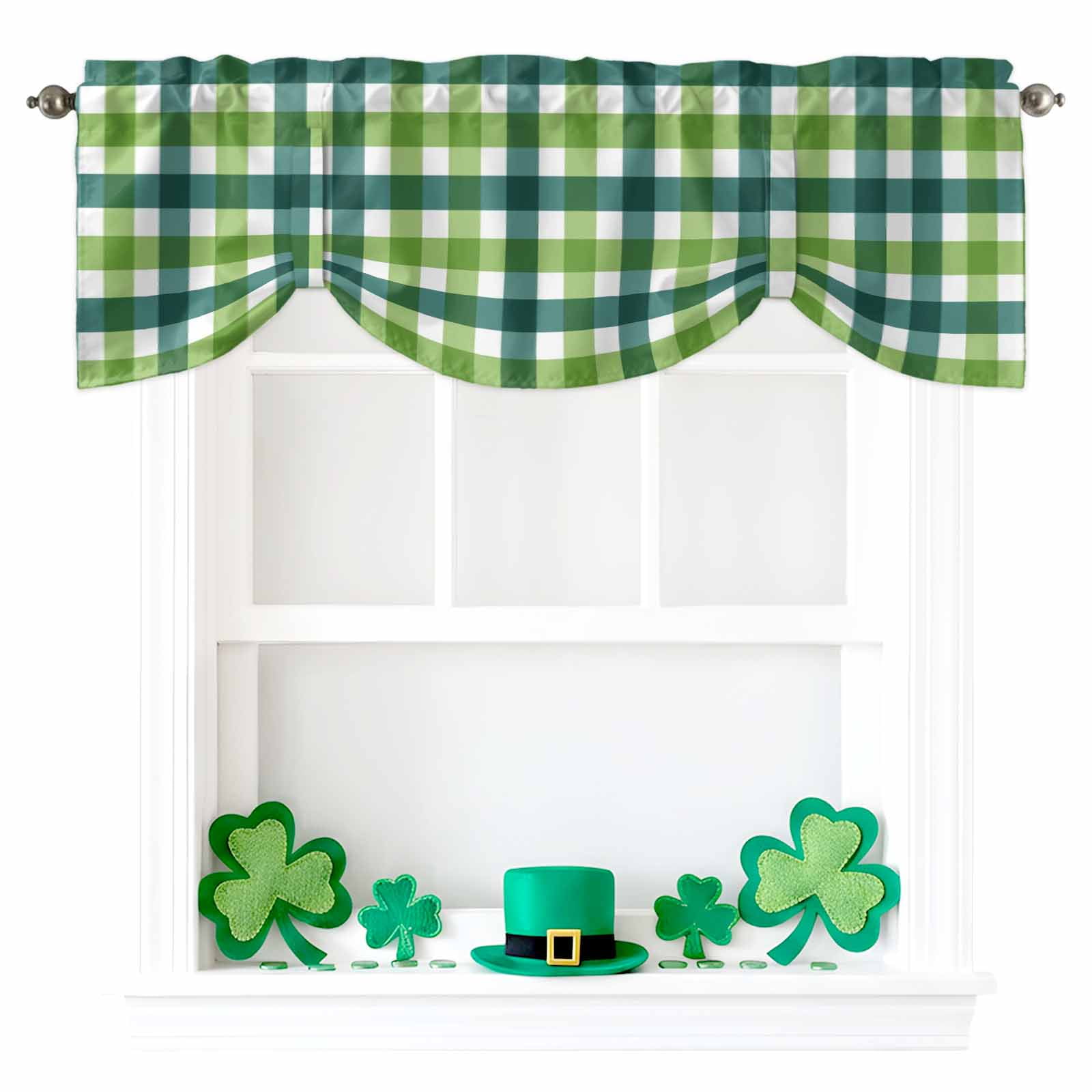 Saint Patrick's Day Tie Up Valances Curtain, Modern Abstract Green ...