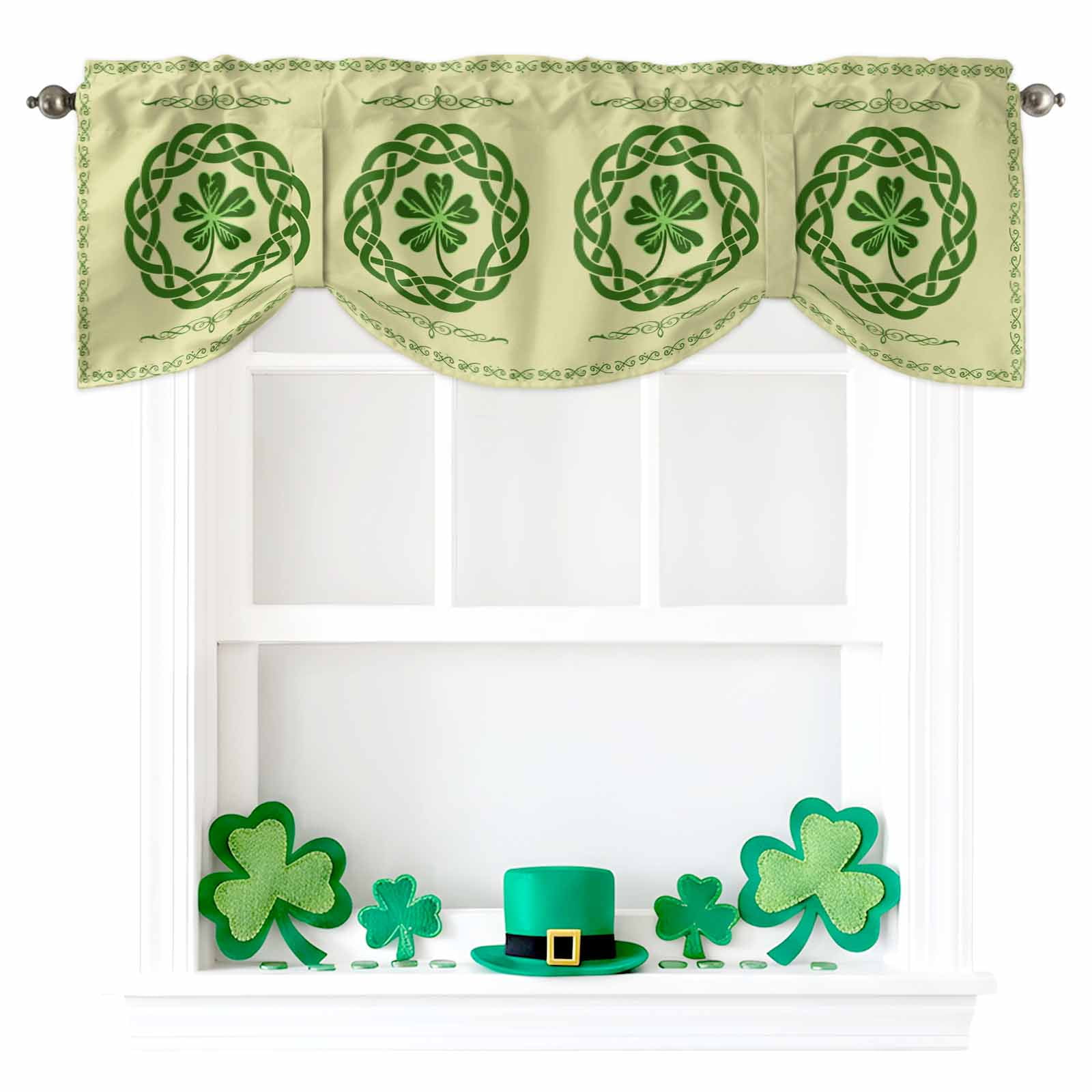Saint Patrick's Day Tie Up Valances Curtain, Spring Green Lucky ...