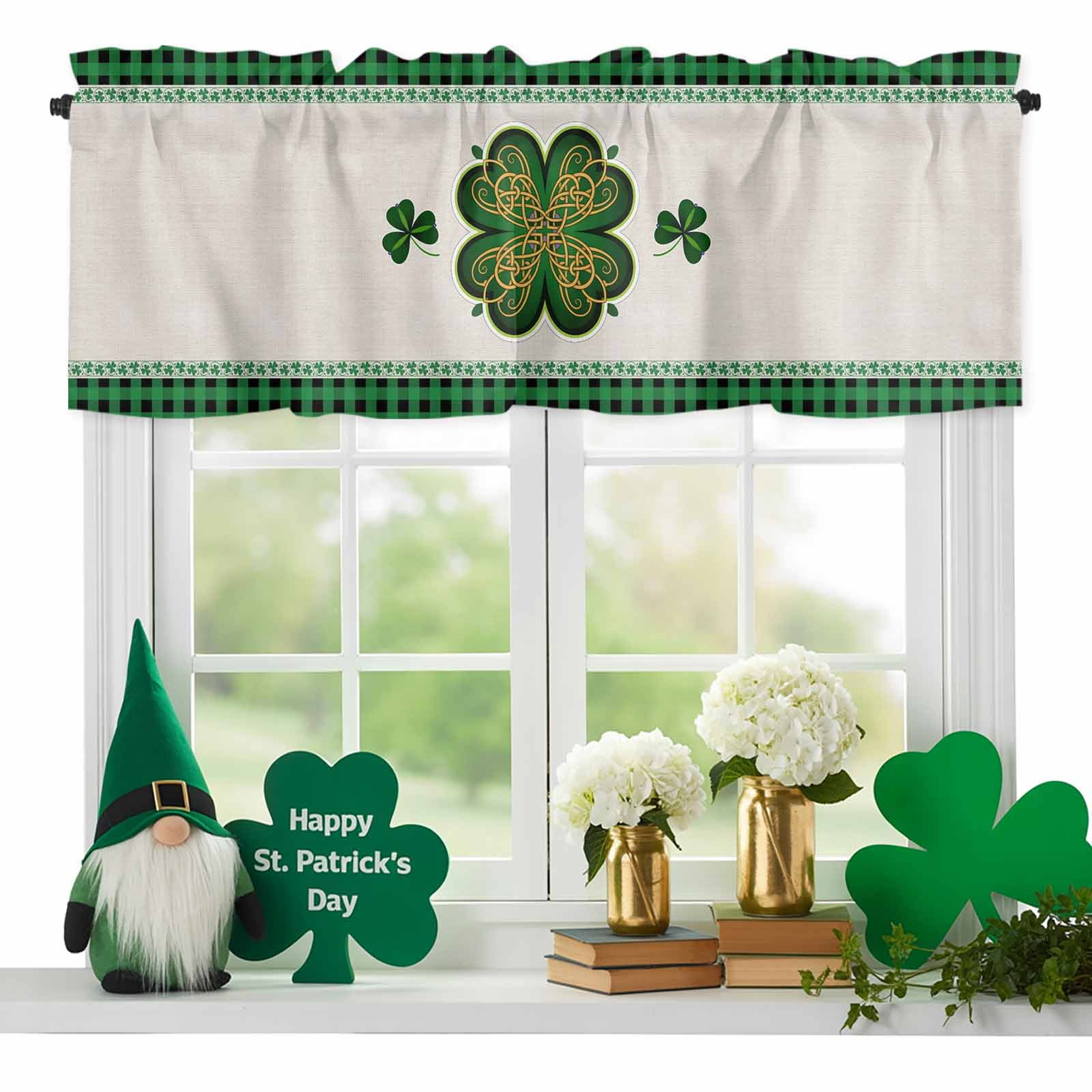 Saint Patrick's Day Valances for Windows, Green Gold Lucky Shamrock ...