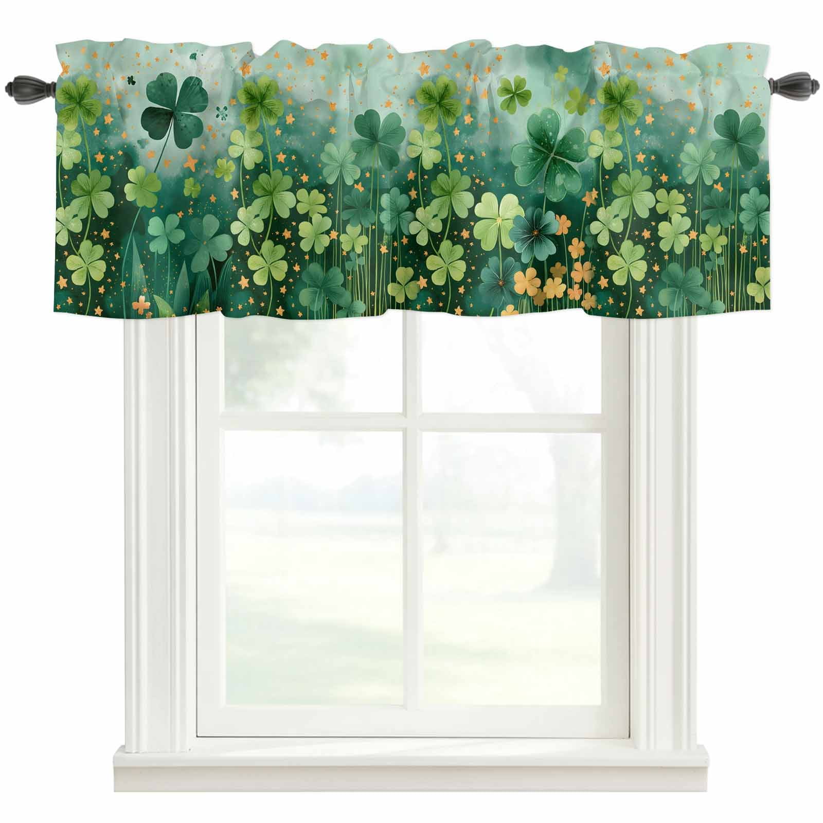 Saint Patrick's Day Valances for Windows Spring Green Lucky Shamrocks ...