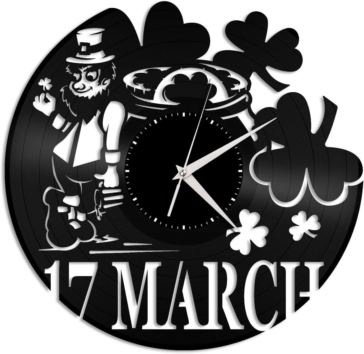 Saint Patrick's Day Vinyl Wall Clock,Vinyl Record Clock Wall Art Black ...