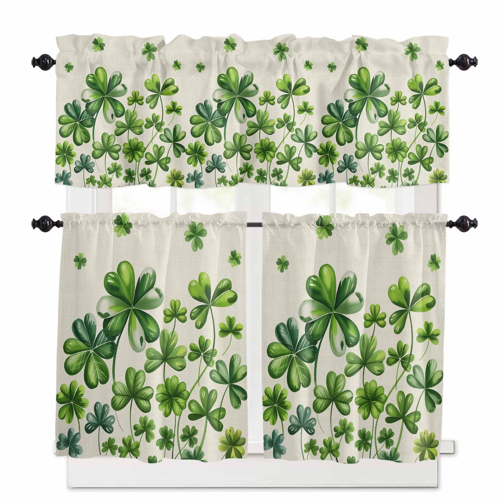 Saint Patrick's Day Window Curtains Valance Set of 3 Watercolor ...