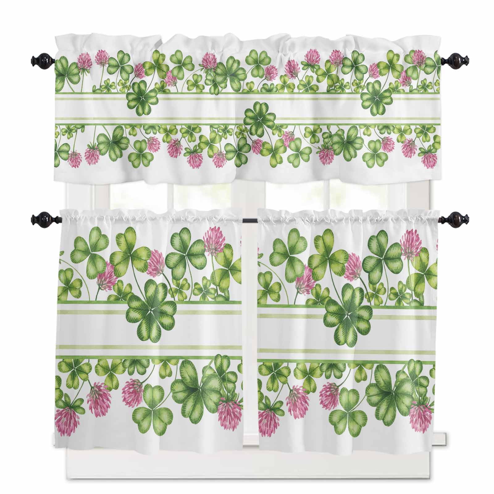 Saint Patrick's Day Window Curtains Valance Set of 3 Watercolor Green ...
