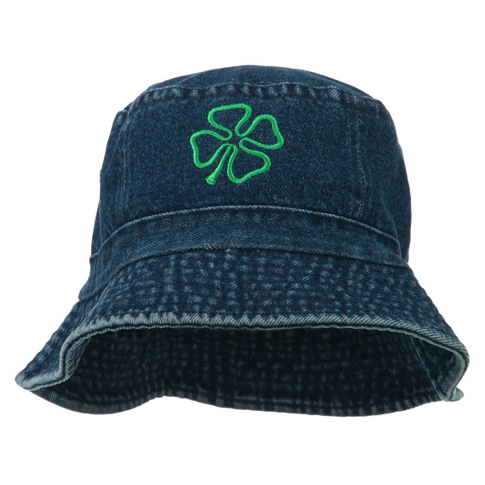 Saint Patrick's Four Leaf Clover Embroidered Bucket Hat - Denim OSFM ...