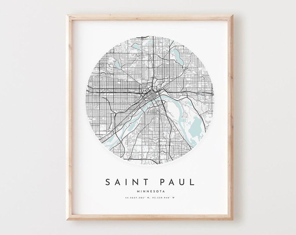Saint Paul Map Print, Saint Paul Map Poster City Wall Art, Mn Road Map, Minnesota Print Street ...