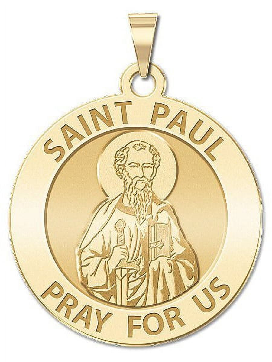 Saint Paul Religious Medal - 2/3 Inch Size of Dime, Solid 14K Yellow ...