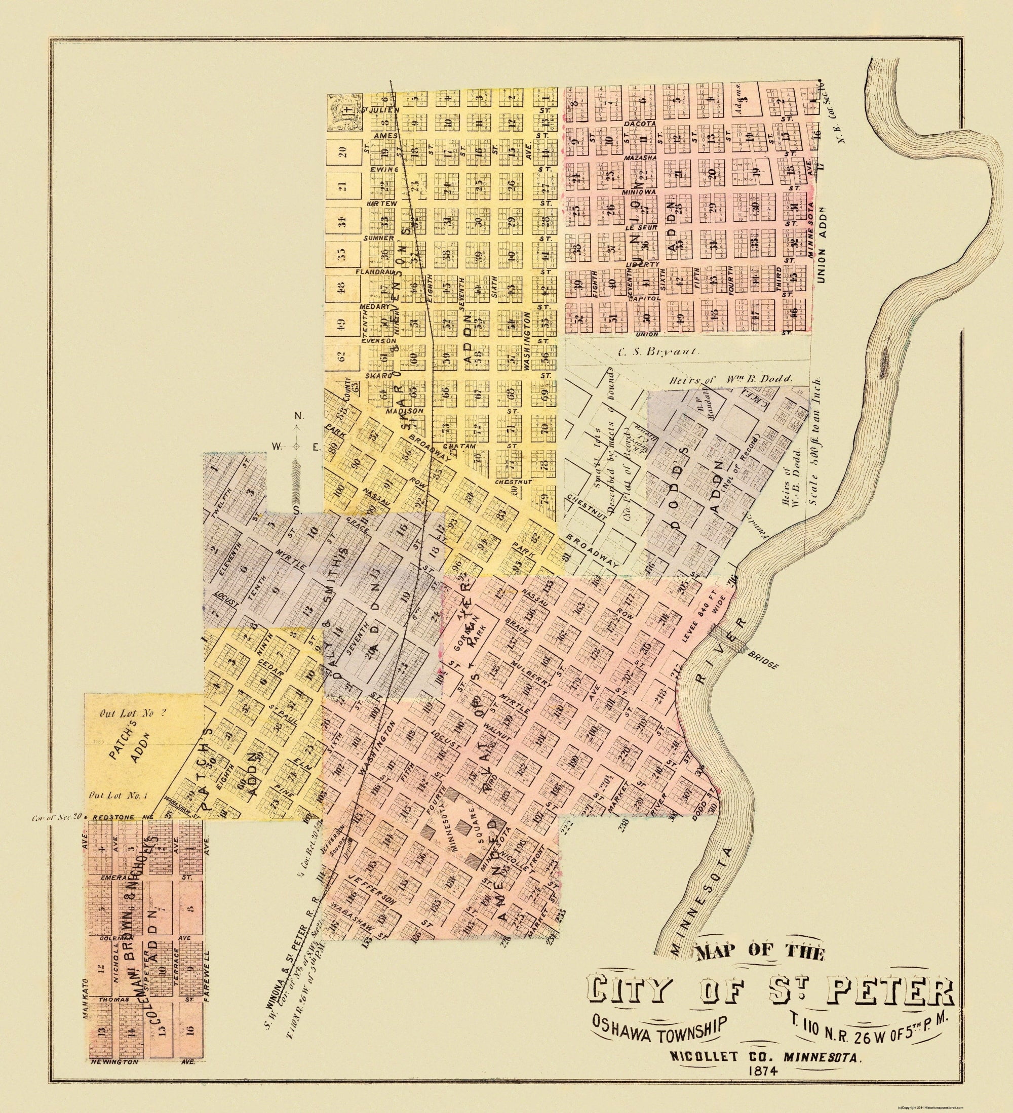 Historic City Map - Saint Peter Minnesota - Andreas 1874 - 23 x 25.25 ...