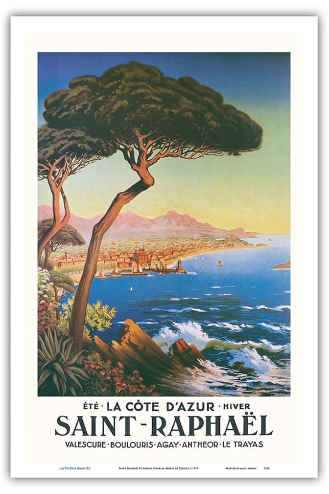 Saint-Raphaël - La Cote d’Azur - Summer Winter - Vintage Travel Poster by Adelin Charles Morel ...