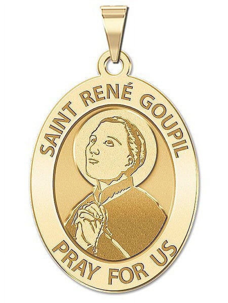 Saint Rene Goupil OVAL - 1/2 X 2/3 Inch Size of Dime, Solid 14K Yellow ...