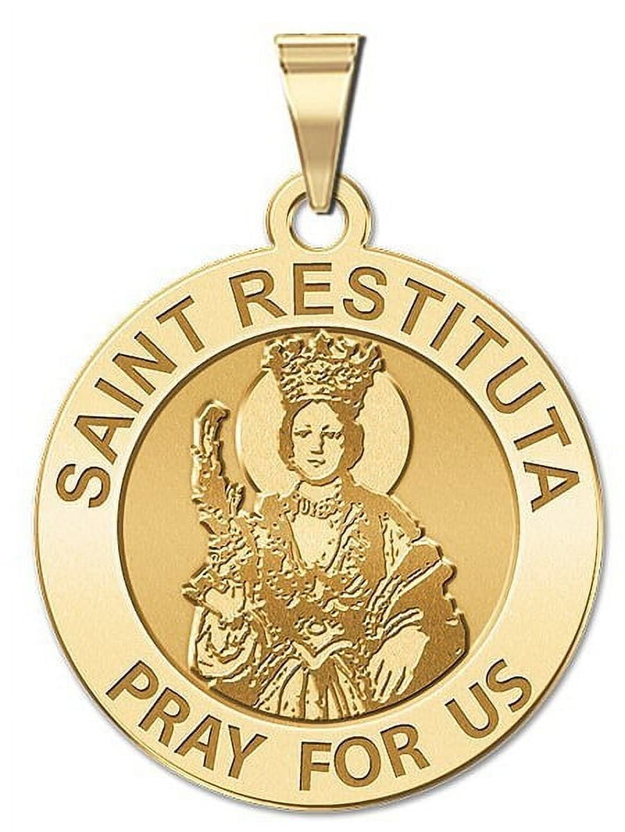 Saint Restituta Religious Medal - 3/4 Inch Size of a Nickel -Solid 14K ...
