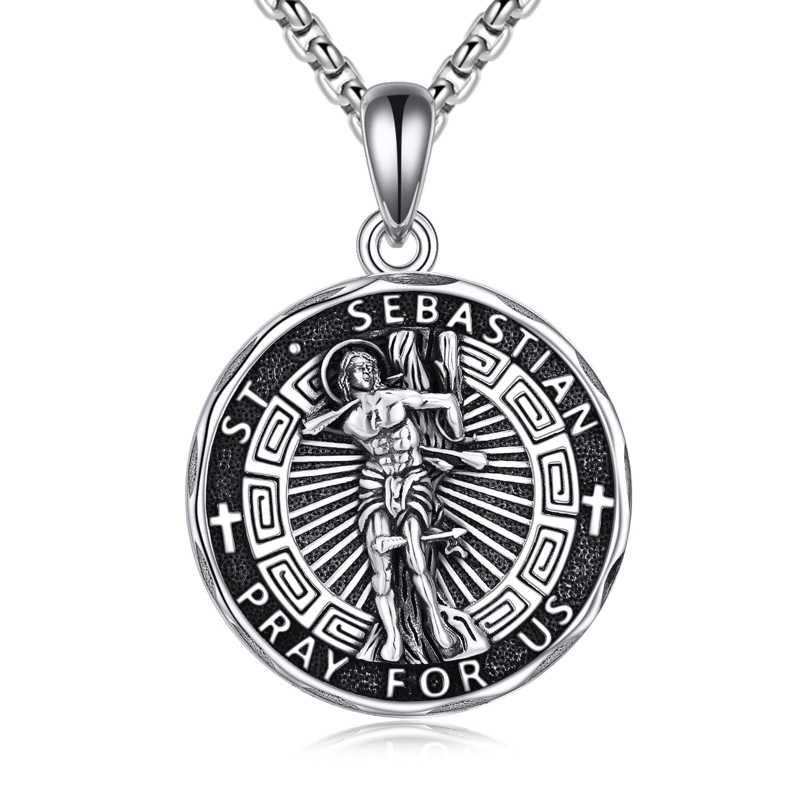 Saint Sebastian Necklace Sterling Silver Religious Protector Pendant St ...