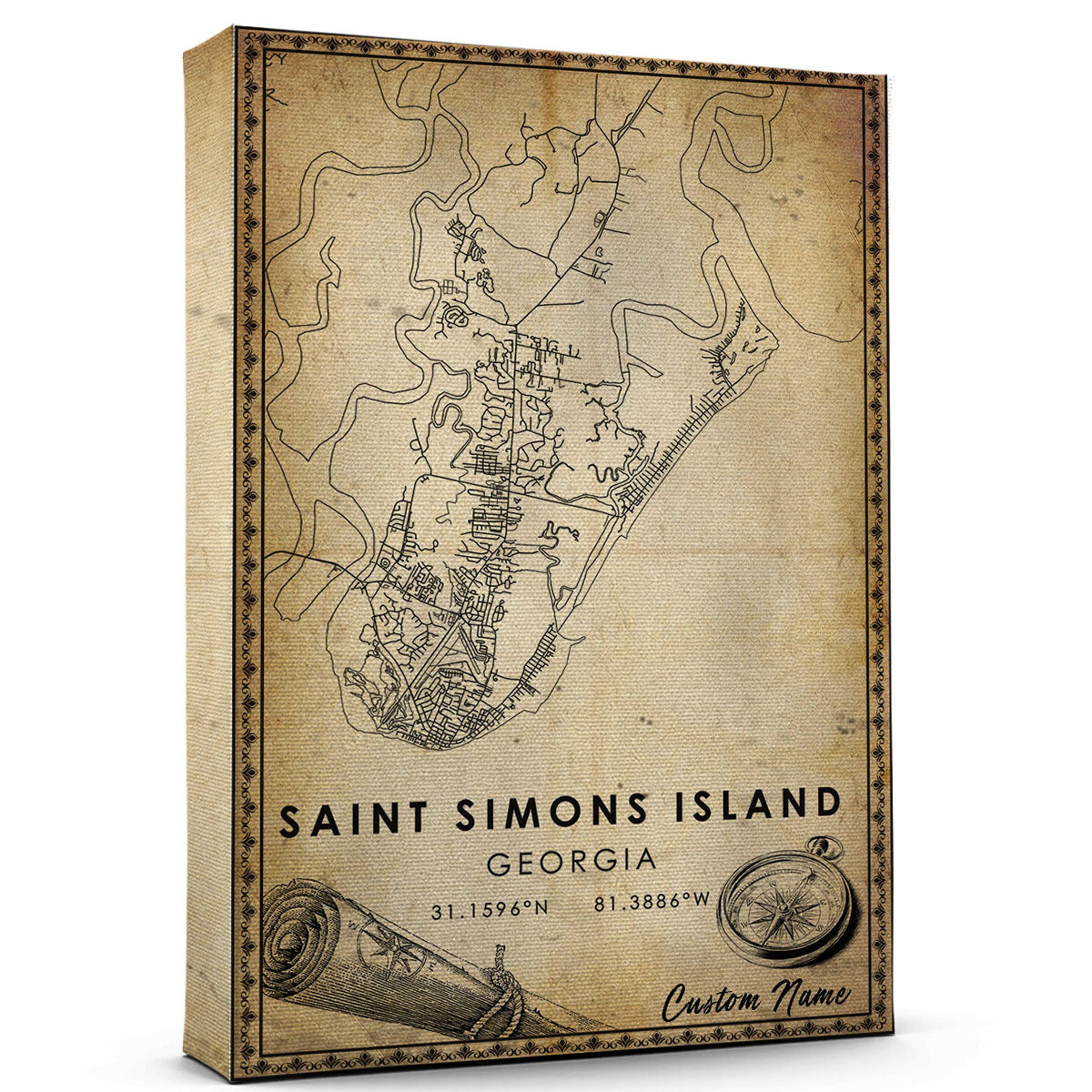 Saint Simons Island Map Poster, Georgia Map Art Poster, Canvas Saint ...