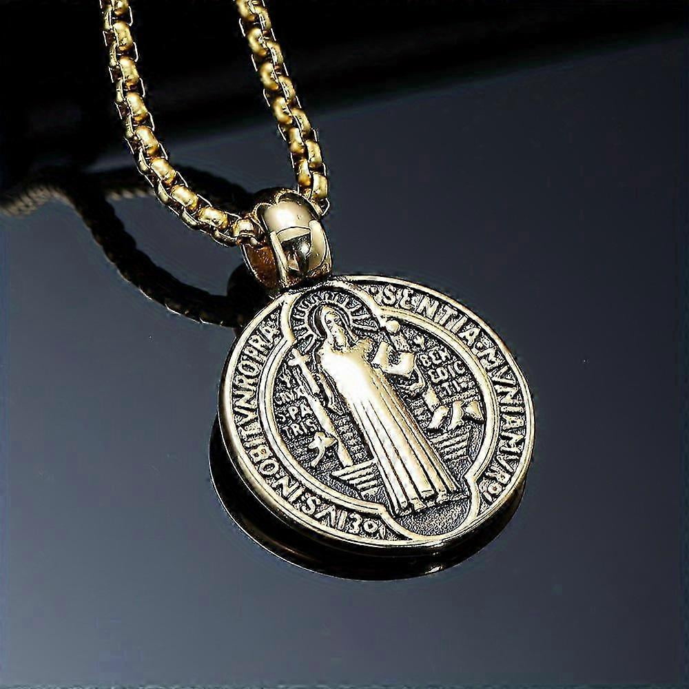 Saint St Benedict Medal Necklace Pendant Stainless Steel Crucifix Cross ...