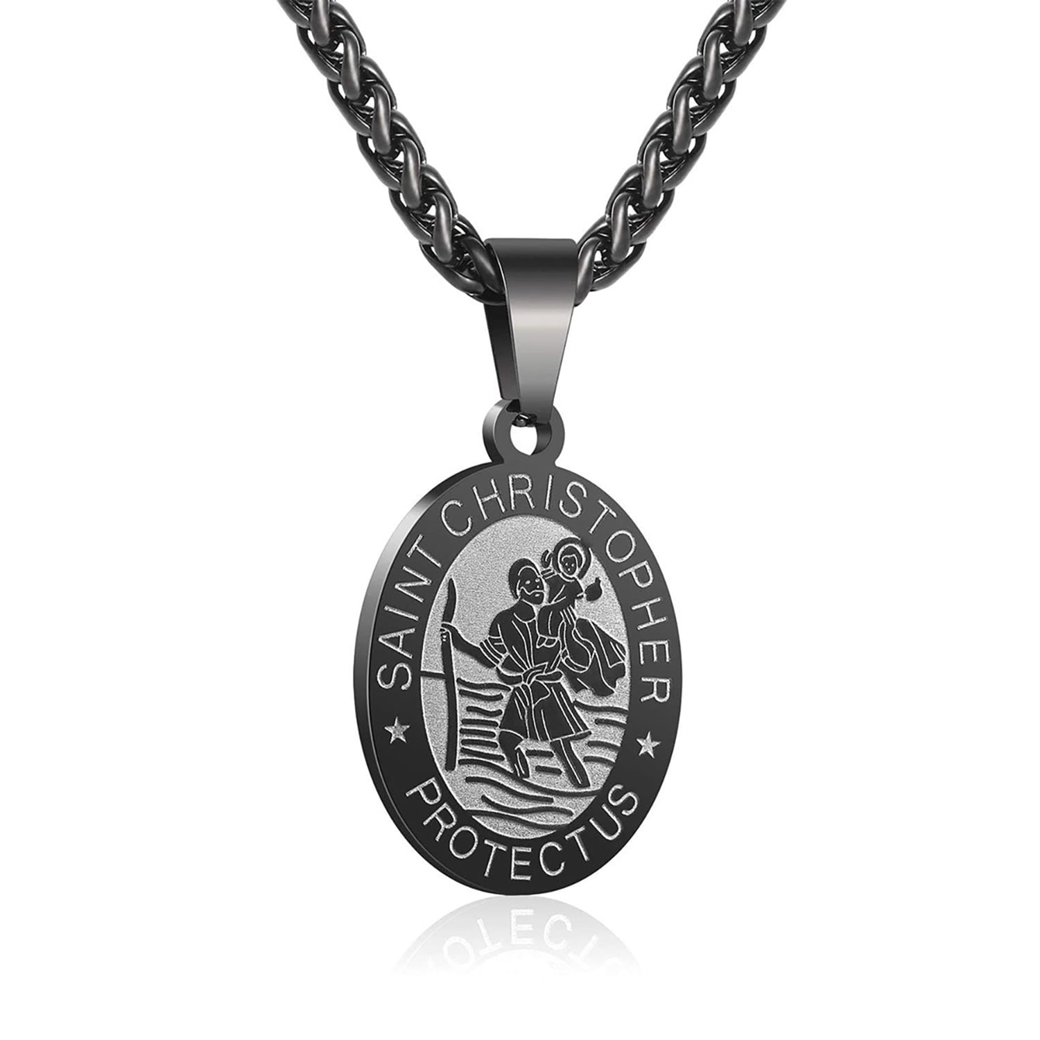 Saint St Christopher Medal Necklace Pendant for Men Women Father Dad ...