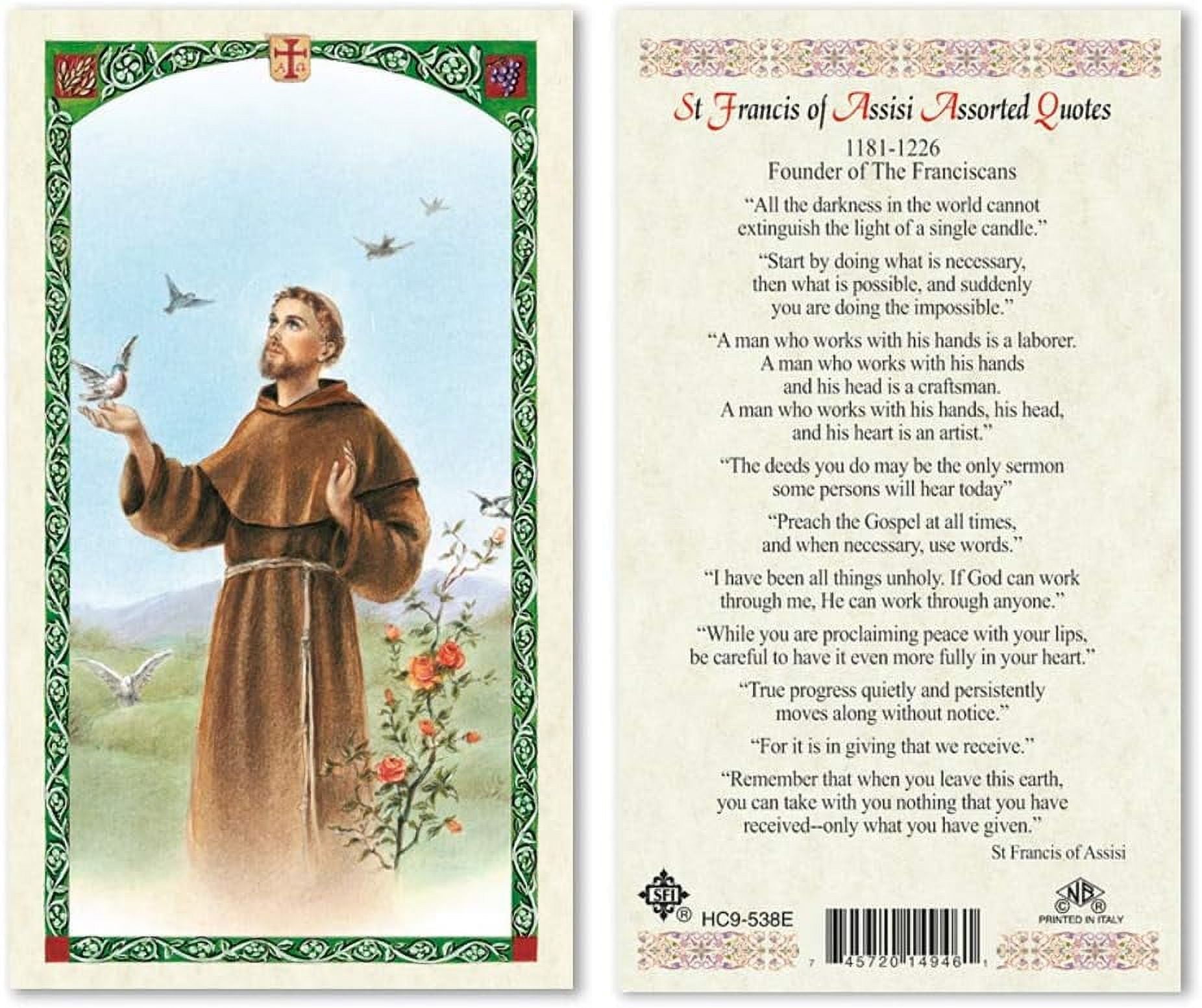 Saint St Francis of Assisi Laminated Prayer Cards - Pack of 25 ...