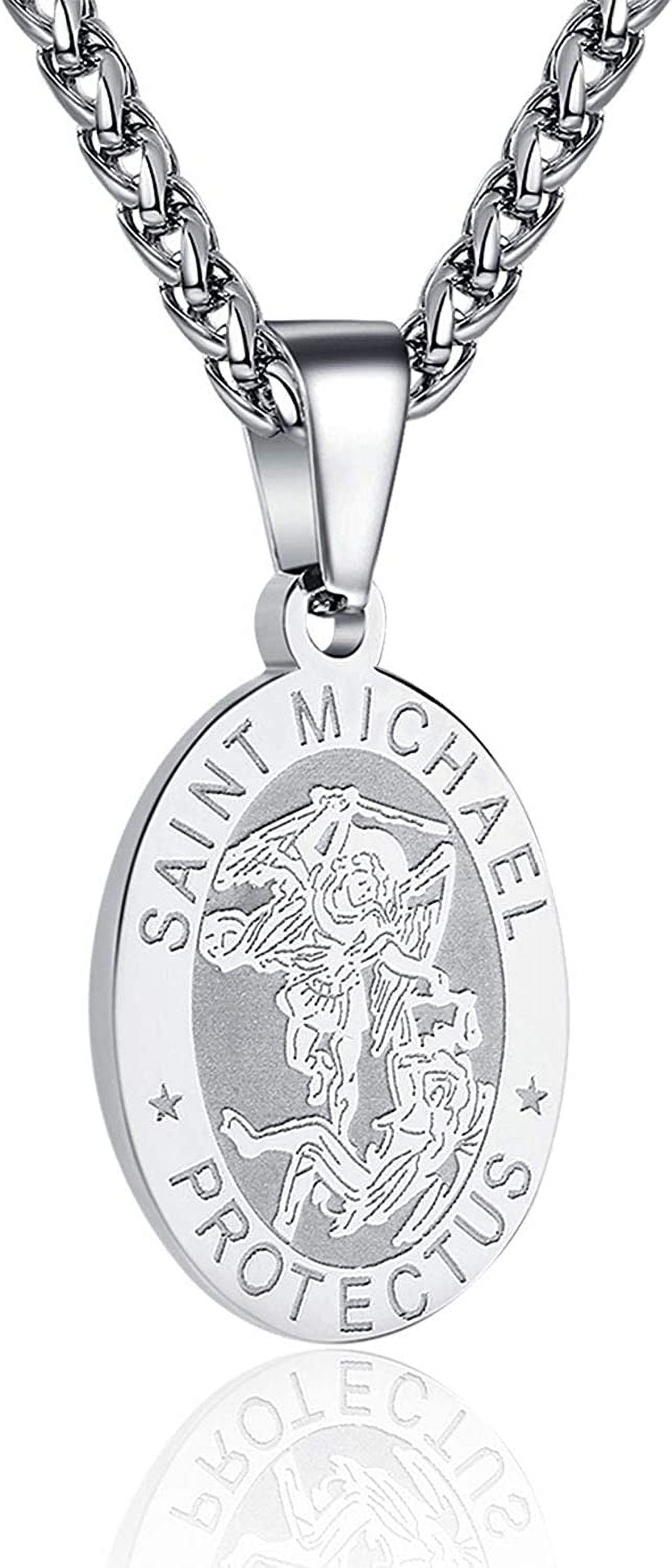 St. Michael Pendant Necklace, 24 Inch, Gift for Men, Boys, First ...