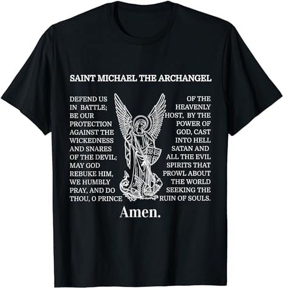 Saint St Michael Prayer T-Shirt Catholic Archangel Christian - Walmart.com
