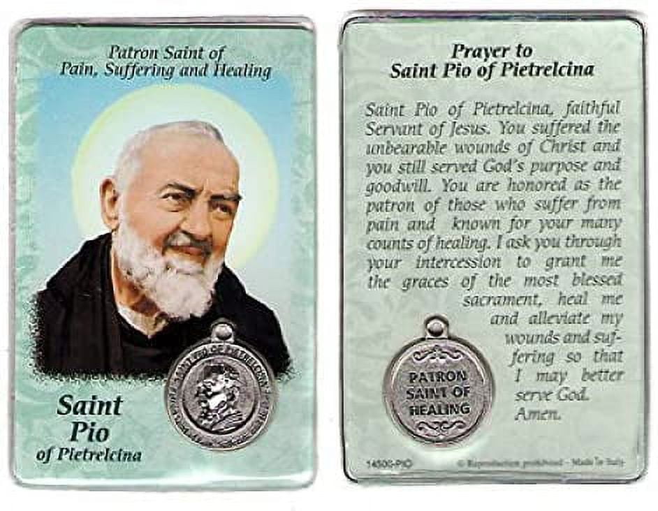 Saint St St. Pio Padre Pio Prayer Card Holy Card Cards Patronage Patron Pain Healing Sick with ...