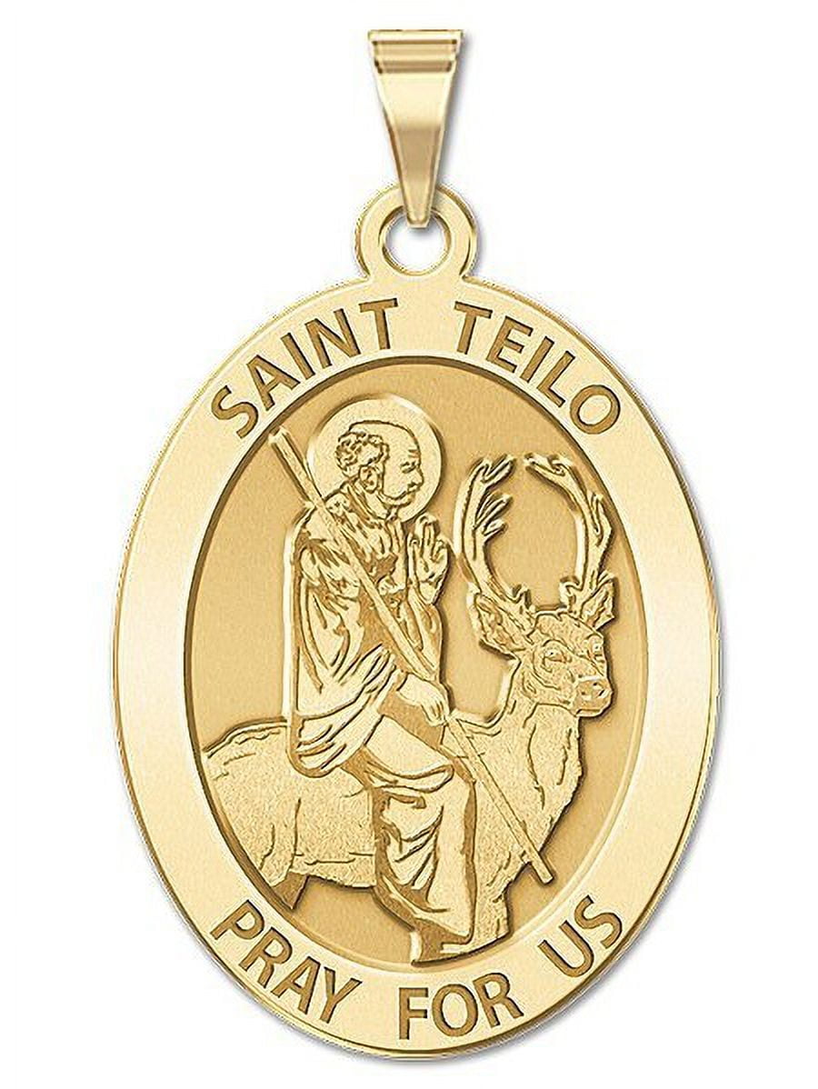 Saint Teilo - Oval Religious Medal - 1/2 x 2/3 in Size of Dime, Solid ...