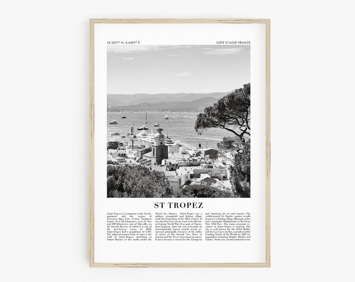 Saint Tropez Travel Poster, Black And White Travel Print, French Riviera Cote D'Azur Print, City ...
