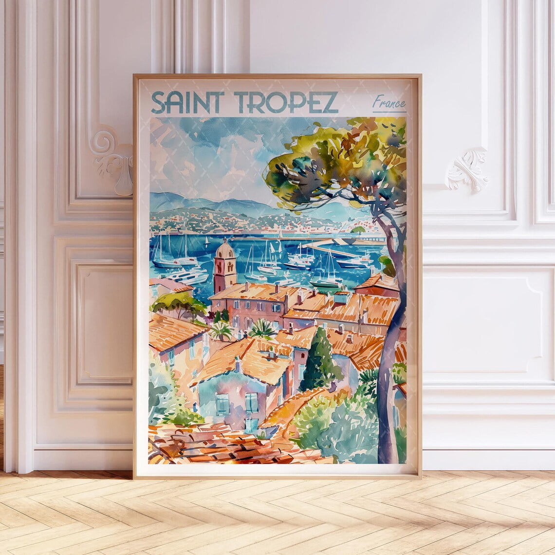 Saint Tropez Watercolor Poster - Saint Tropez Wall Art - France Travel Poster - Printable City ...