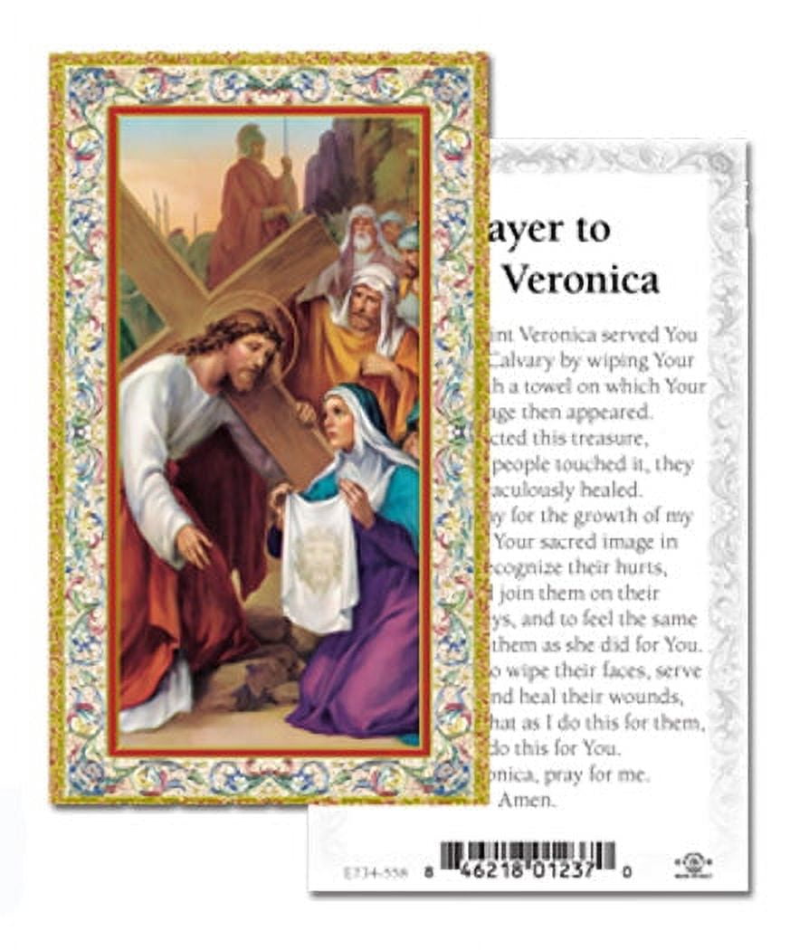 Saint Veronica Gold-Stamped Catholic Prayer Holy Card with Prayer on ...