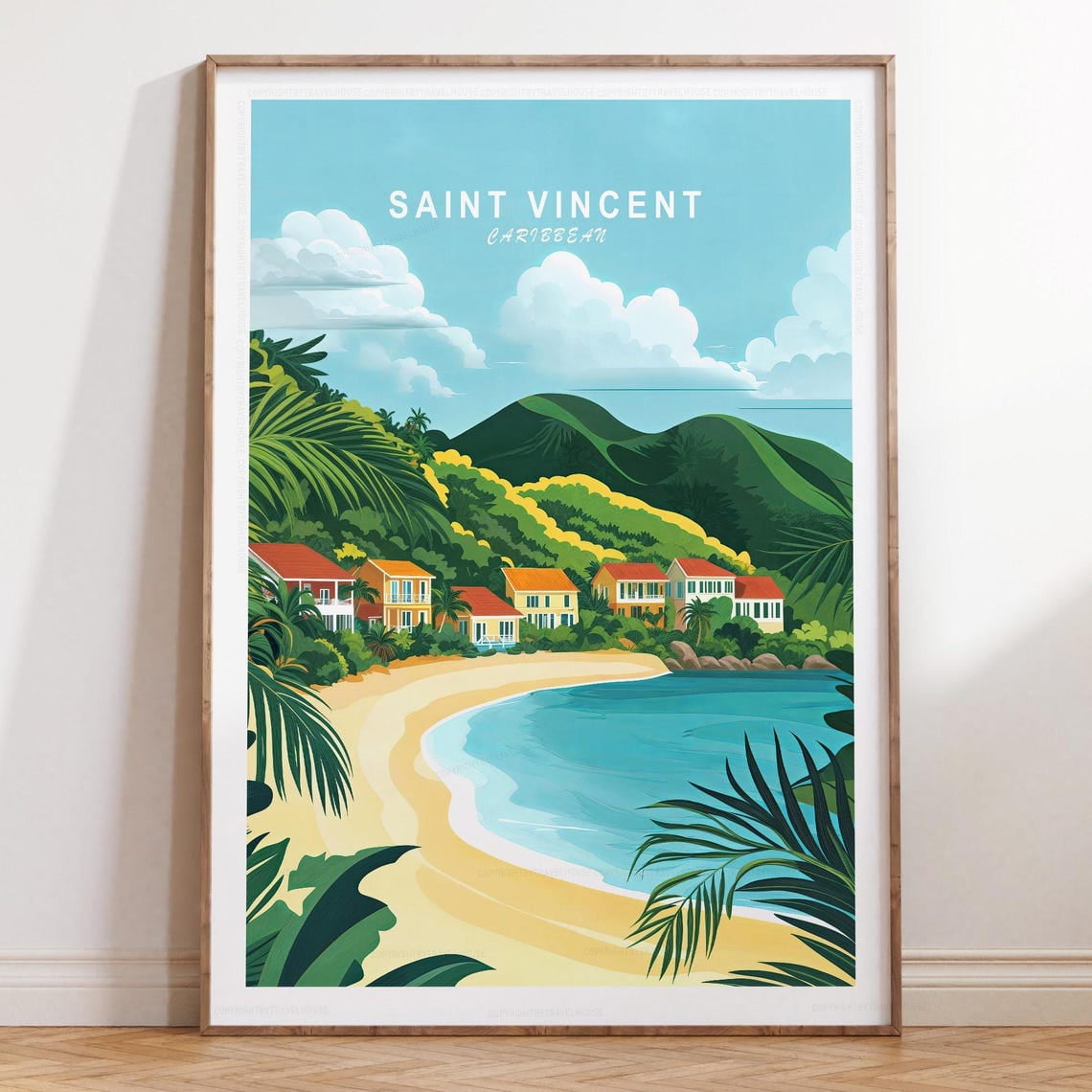 Saint Vincent Caribbean Travel Poster, Caribbean Wall Art Print, Saint ...