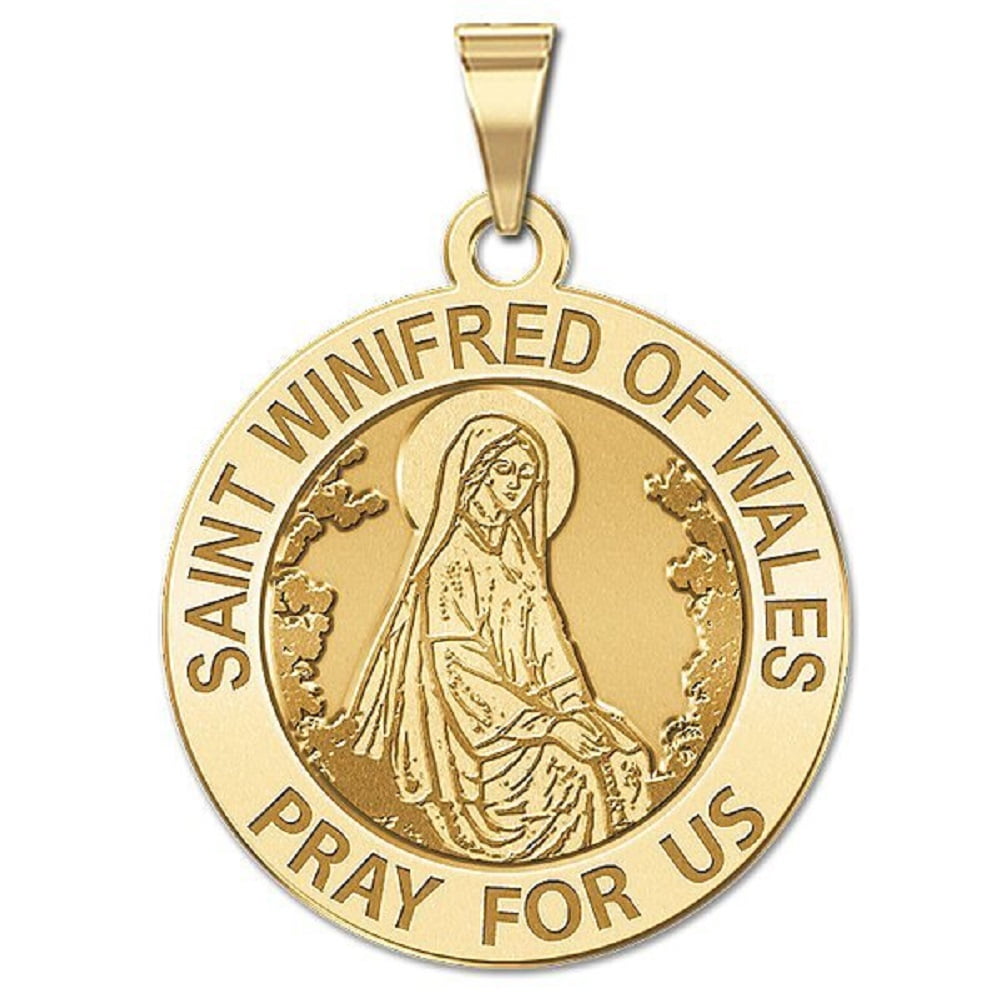 Saint Winifred of Wales Religious Medal - 2/3 Inch Size of Dime, Solid ...