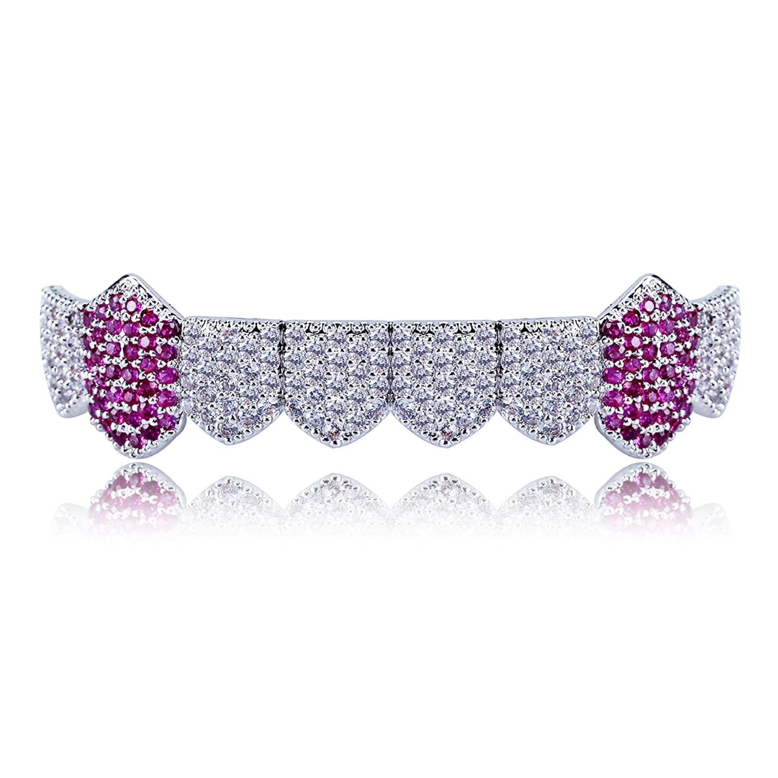 Saintda Colorful CZ Stone Teeth Grillz Set For Unisex Brass Material ...