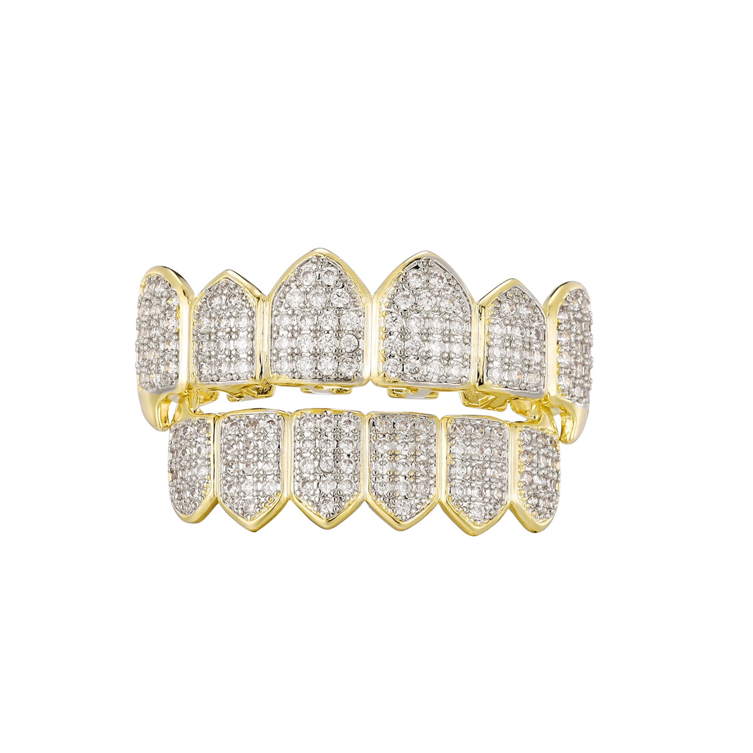 Saintda Cubic Zirconia Teeth Grillz Set For Unisex Top Bottom Iced Out ...