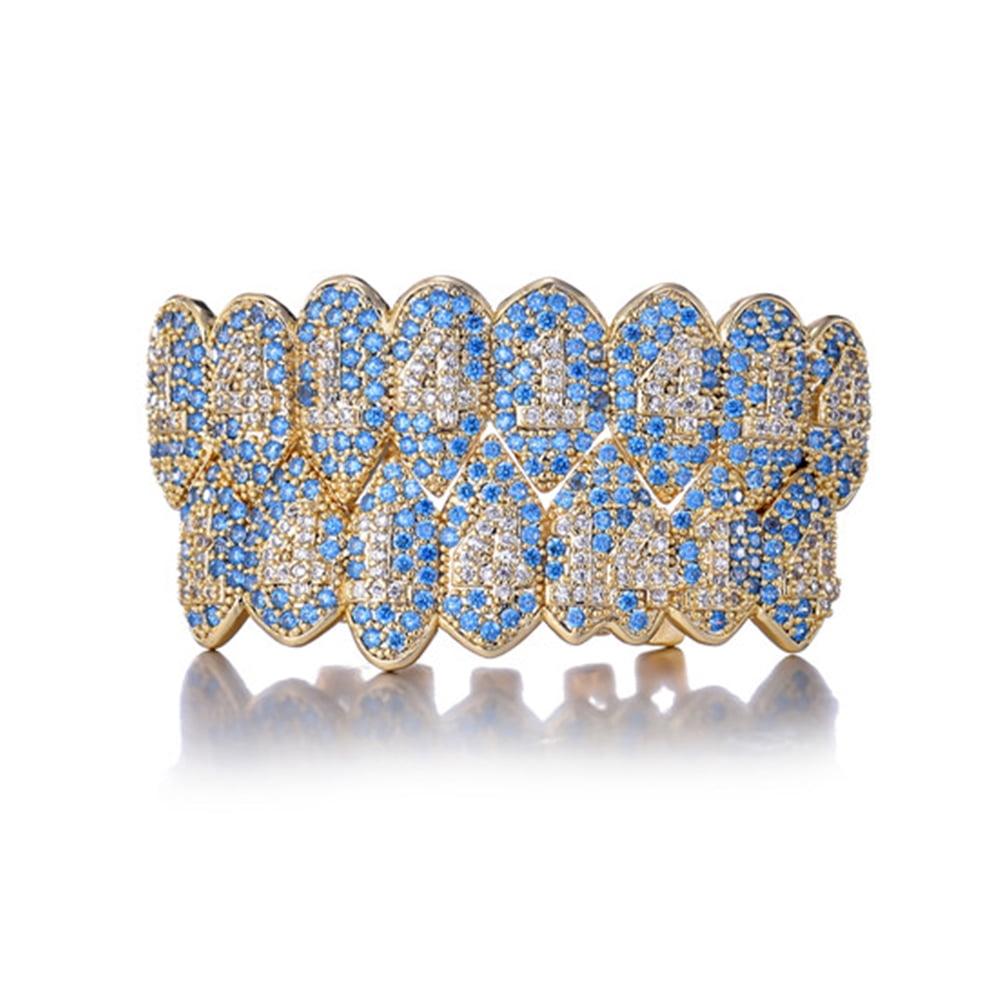 Saintda Teeth Grillz Prong With Bling AAA Cubic Zircon Silver Color ...