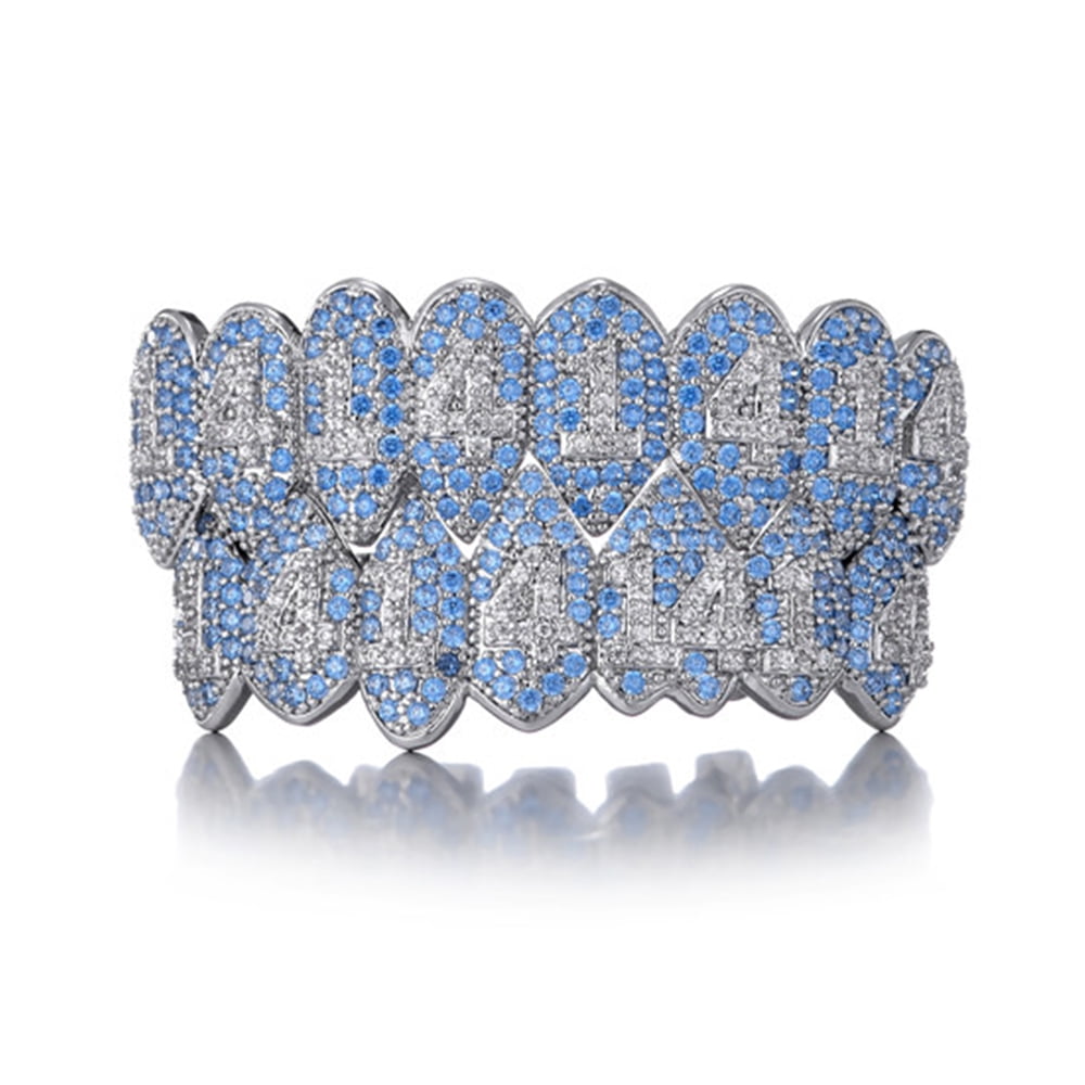 Saintda Teeth Grillz Prong With Bling Aaa Cubic Zircon Silver Color