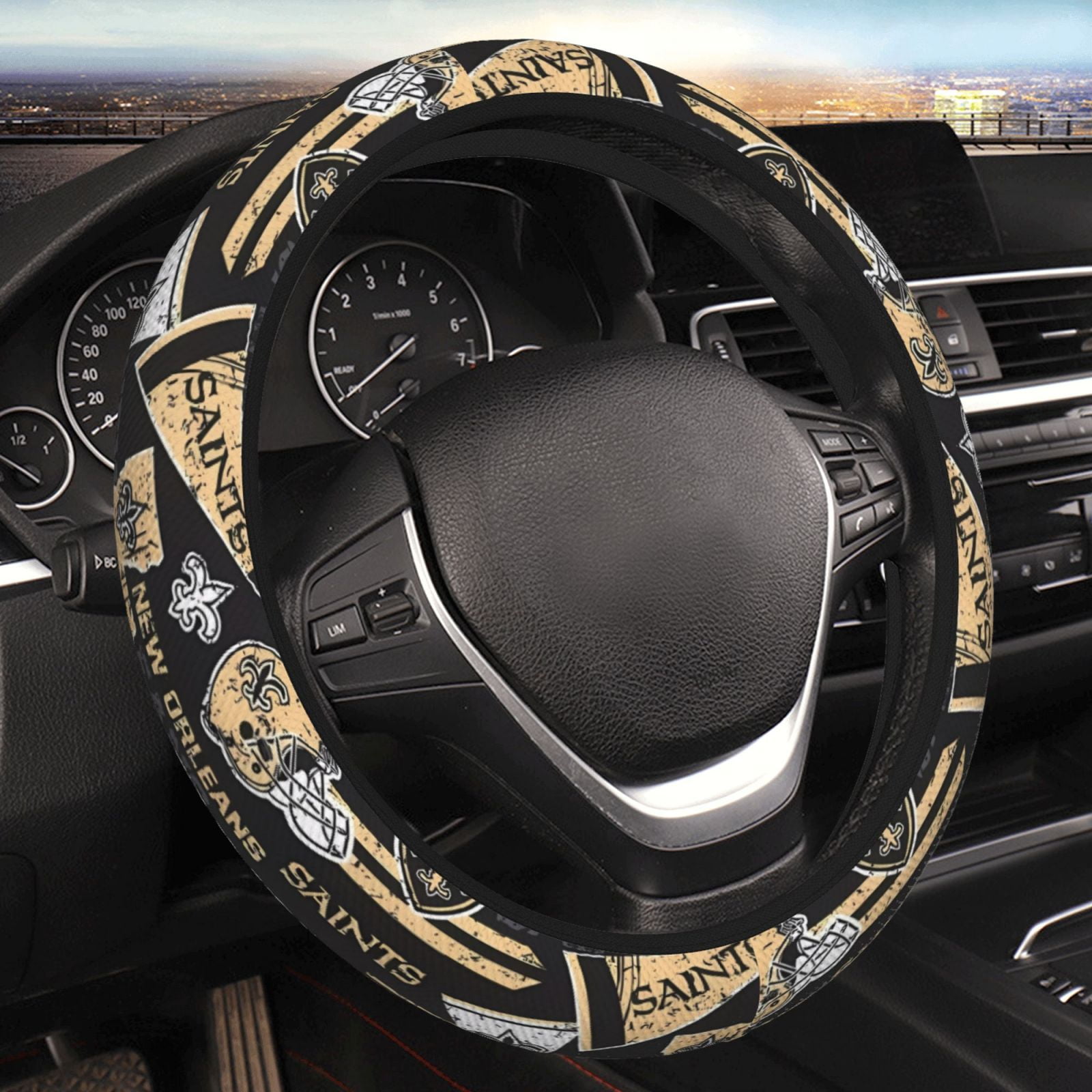 Saints Elastic Thickened Steering Wheel Cover Anti Slip Elastic ...