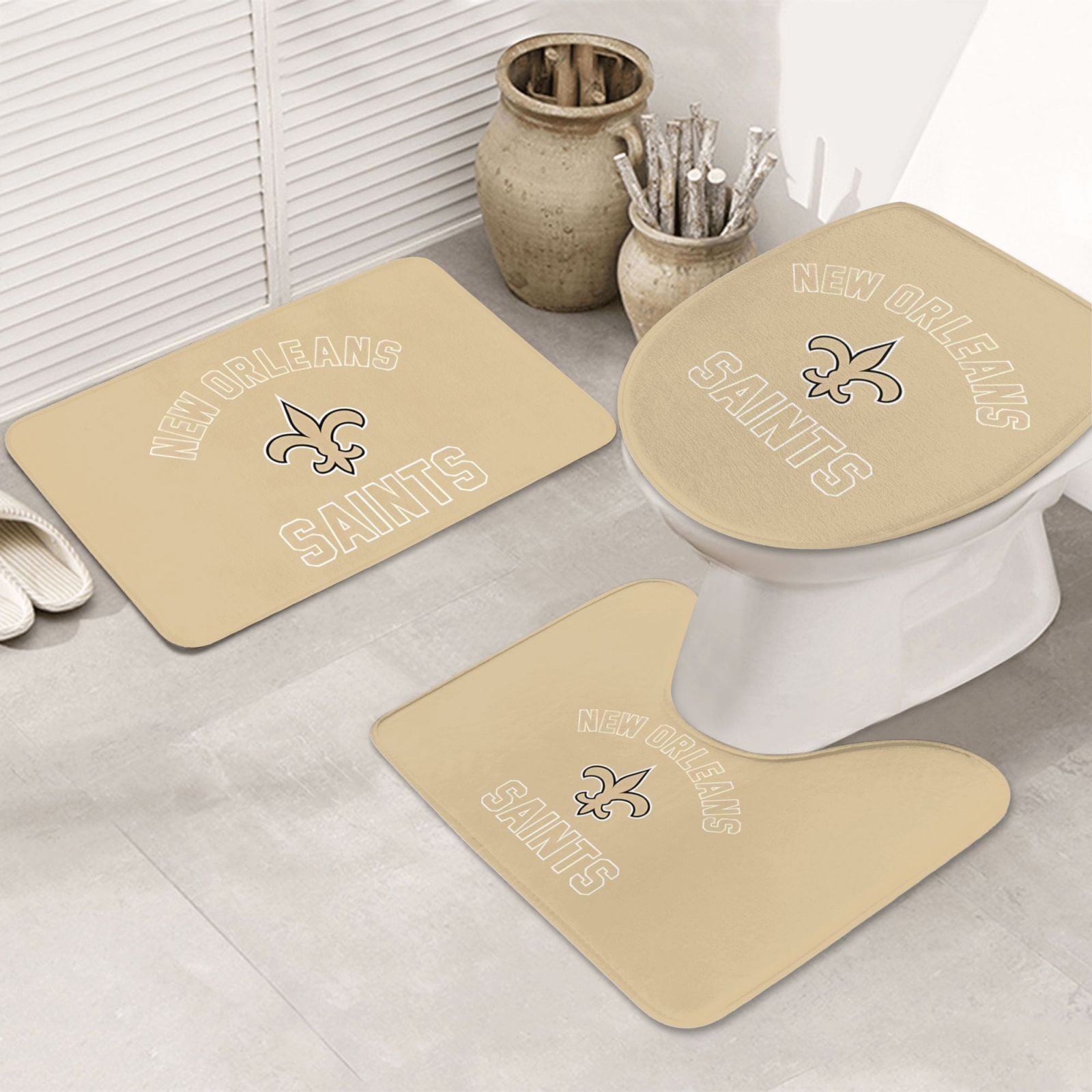 Saints Football Bathroom Rugs Sets 3 Piece, Soft Absorbent Bath Rugs ...