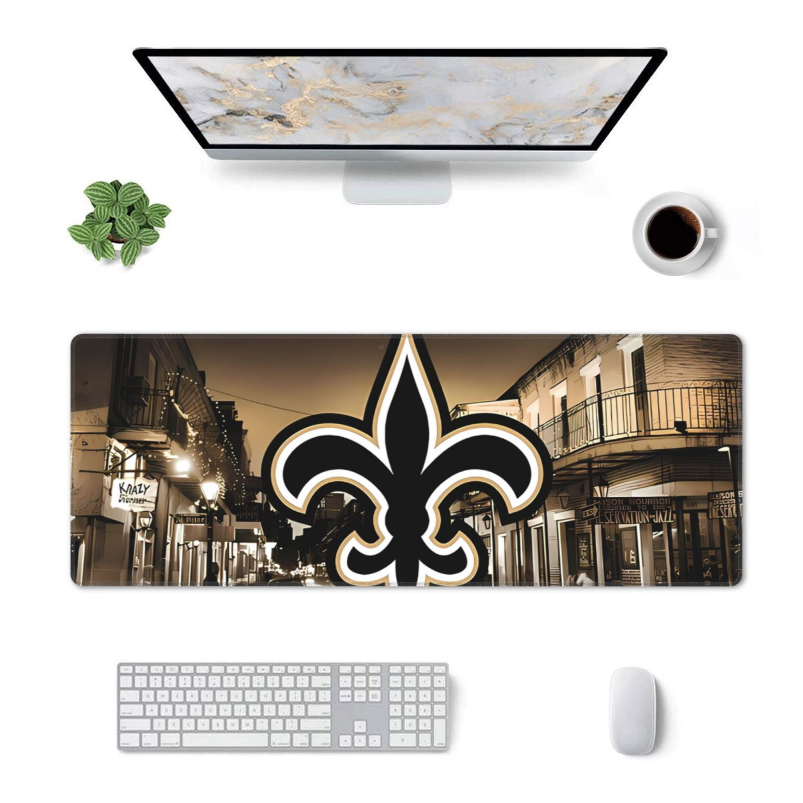 Saints Football Team Pattern Oversized Rubber Keyboard Pad 12x31.5 Inch ...