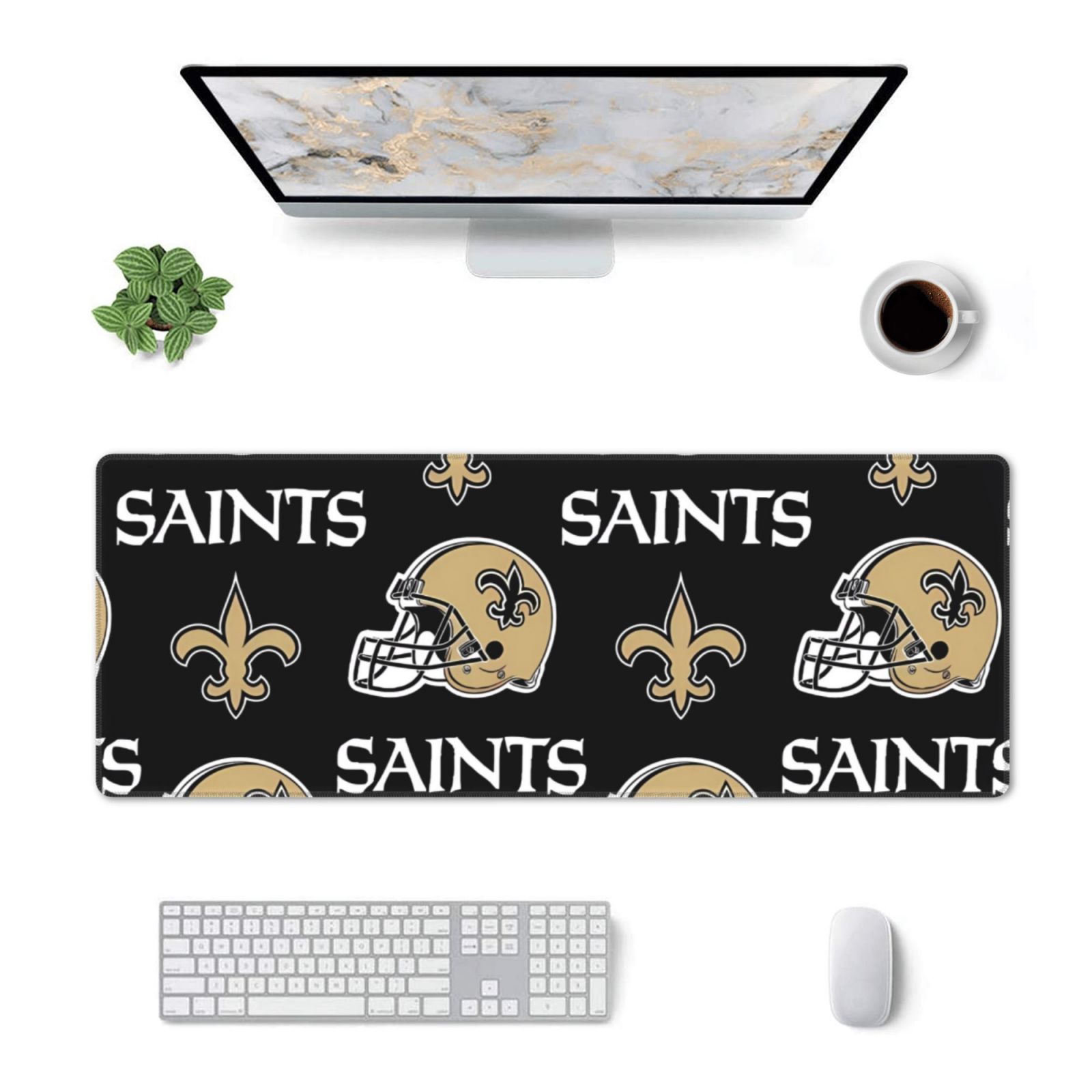 Saints Football Team Pattern Oversized Rubber Keyboard Pad 12x31.5 Inch ...