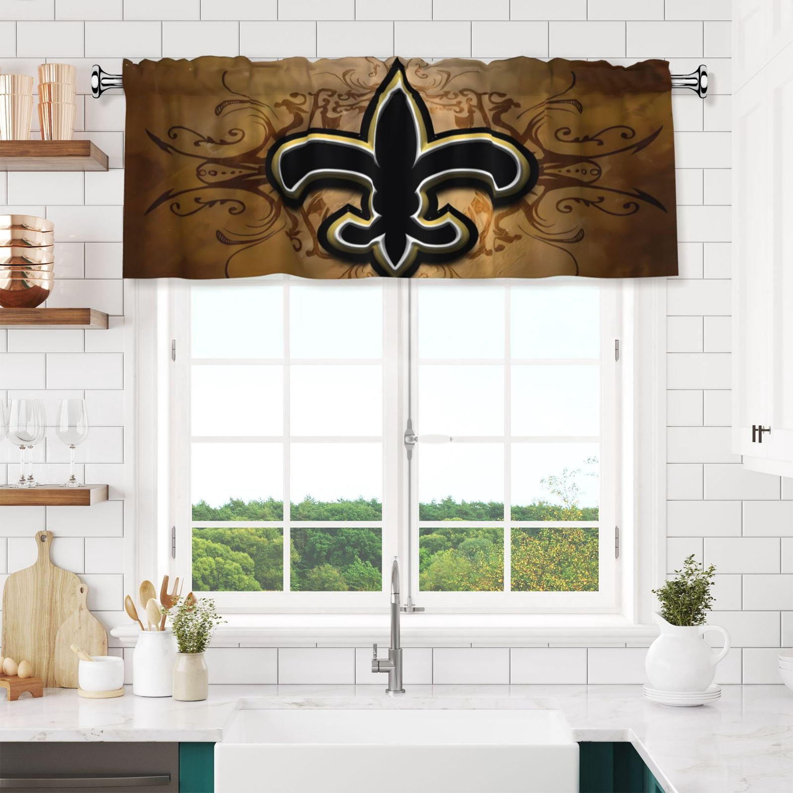 Saints Football Team Print Blackout Valance Curtains 54x18 inches, Rod ...