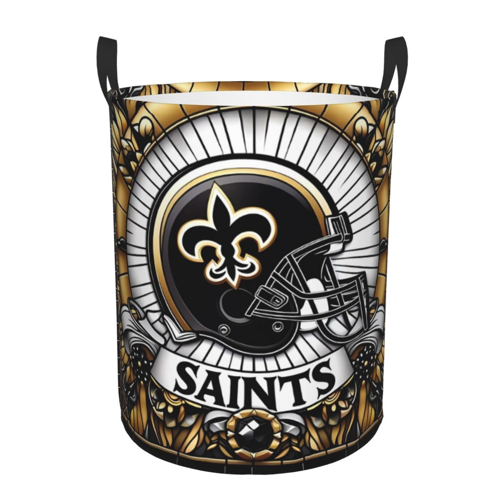 Saints Football Team Theme Round Laundry Basket with Handle, Fan Living ...
