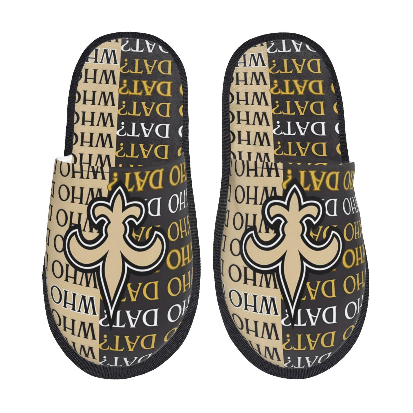 Saints Football Team Themed Custom Plush Slippers, Soft and Warm Indoor ...