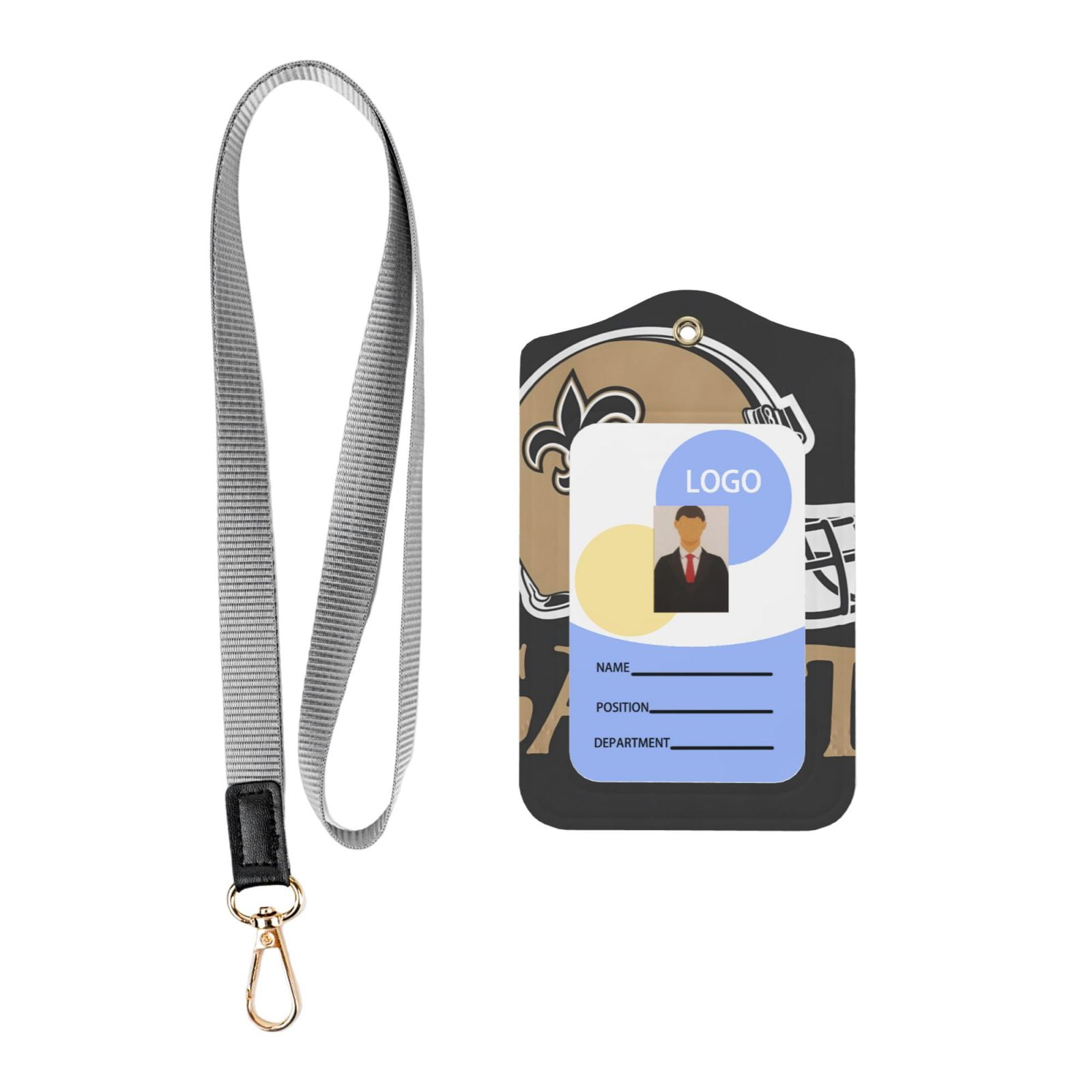Saints Hard Plastic ID Card Holder with Clear Window for Office School ...