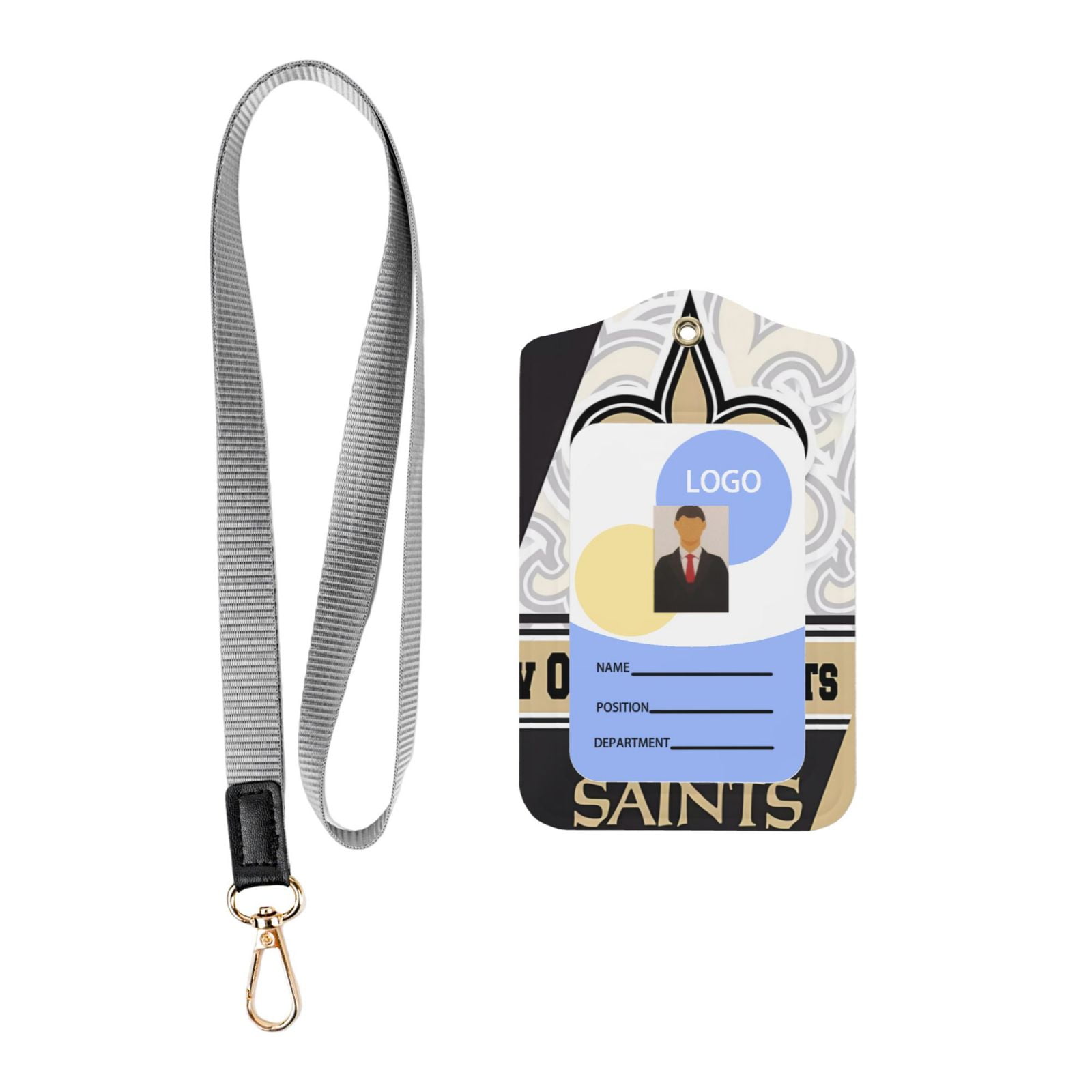 Saints Hard Plastic ID Card Holder with Clear Window for Office School ...