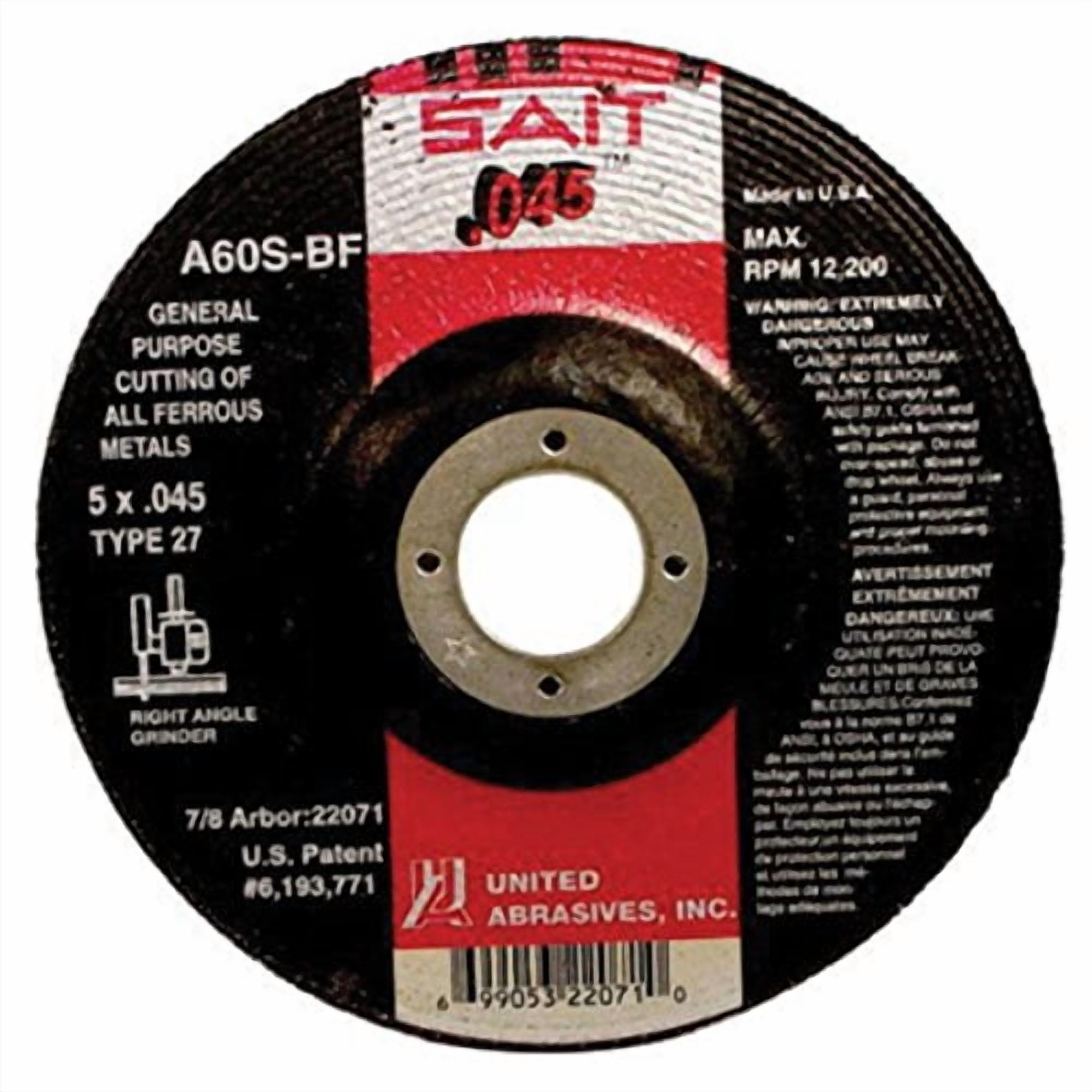 Sait 22071 5" x .045" x 7/8" Type 27 A60S Metal Cut-Off Wheels, 10 Pack - Walmart.com