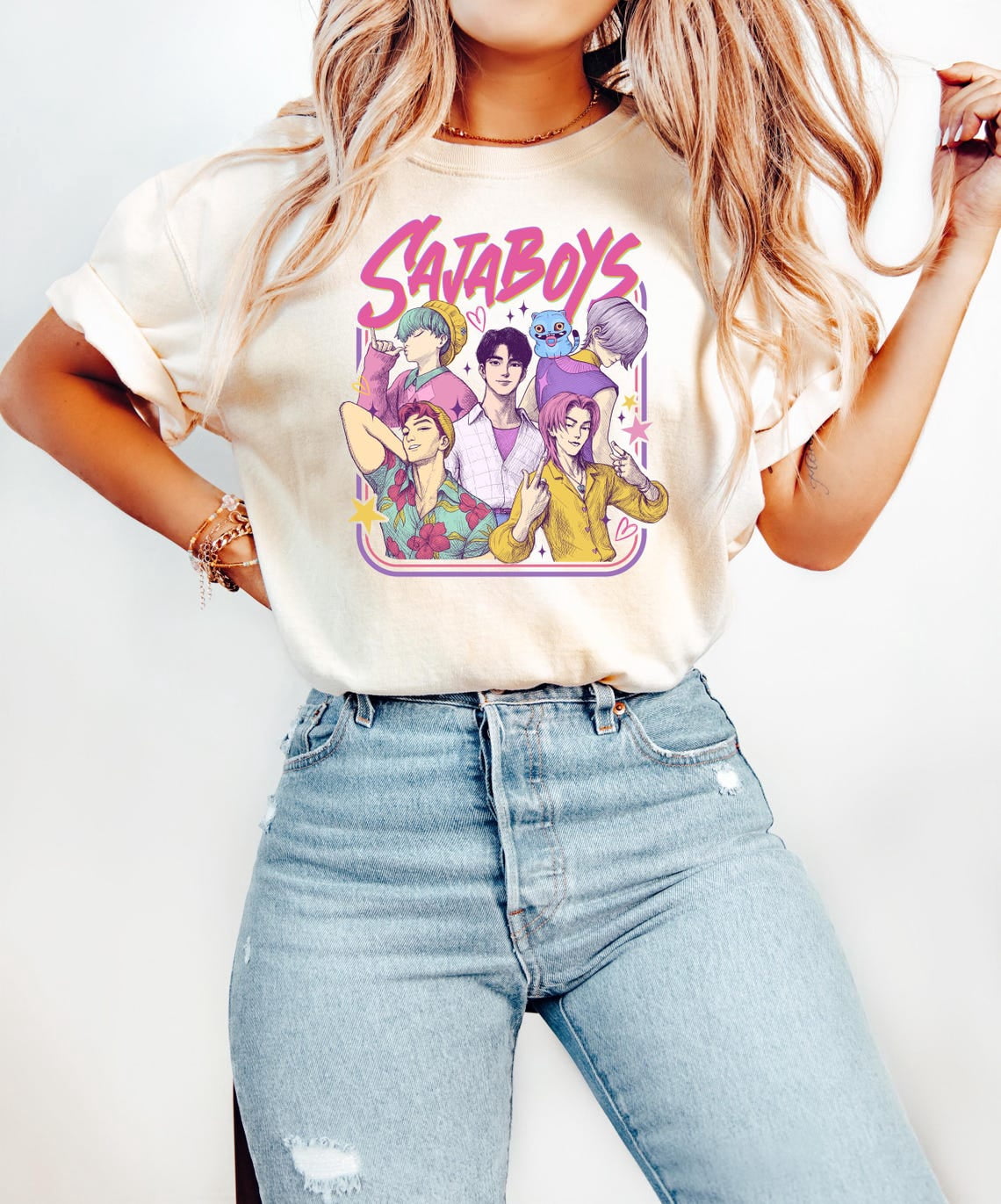 Saja Boys Boy Band Shirt, Kpop Demon Hunters Movie Shirt, Bootleg Retro ...